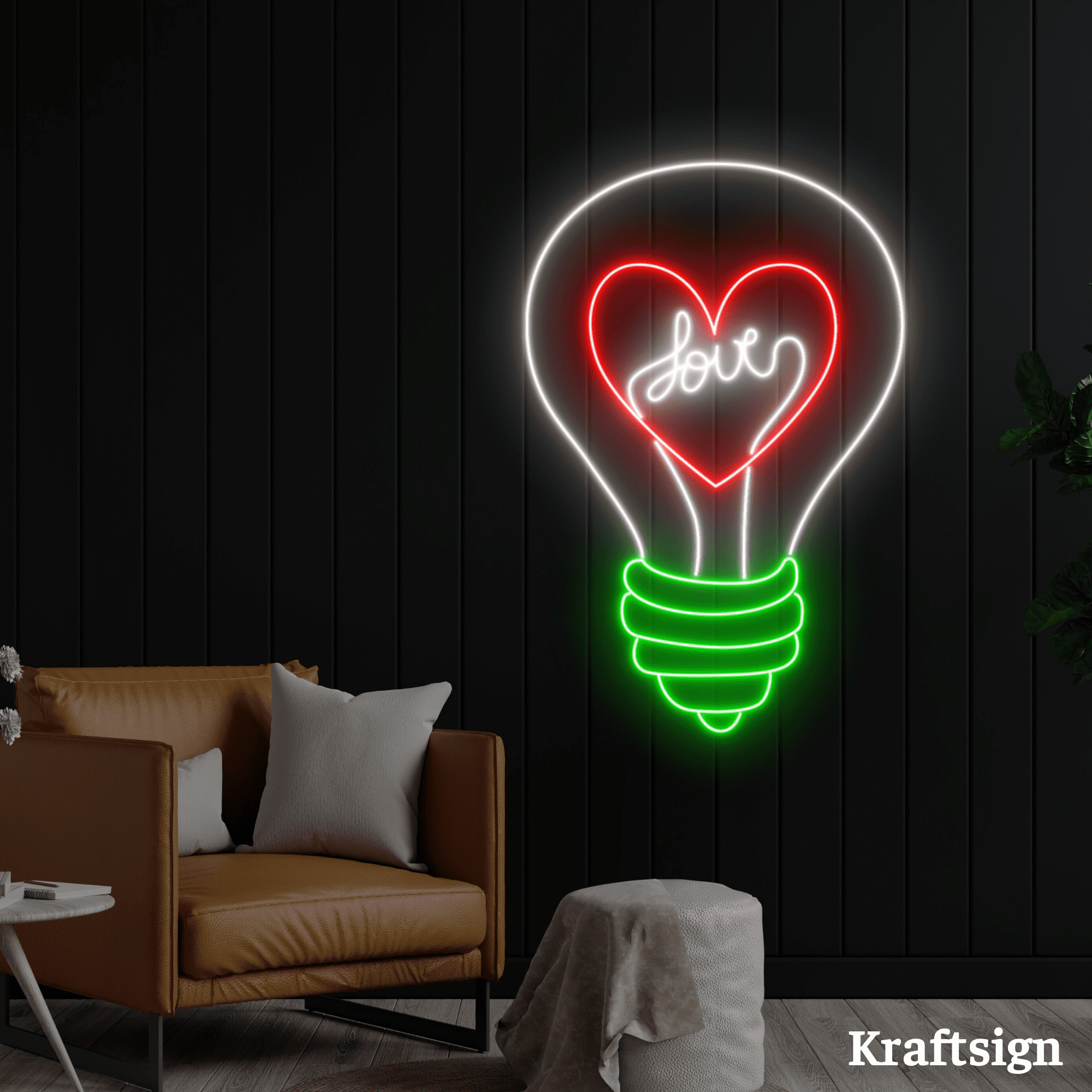 Craftnamesign Light Bulb Love Neon Sign, Love LED Sign, Wedding Room ...