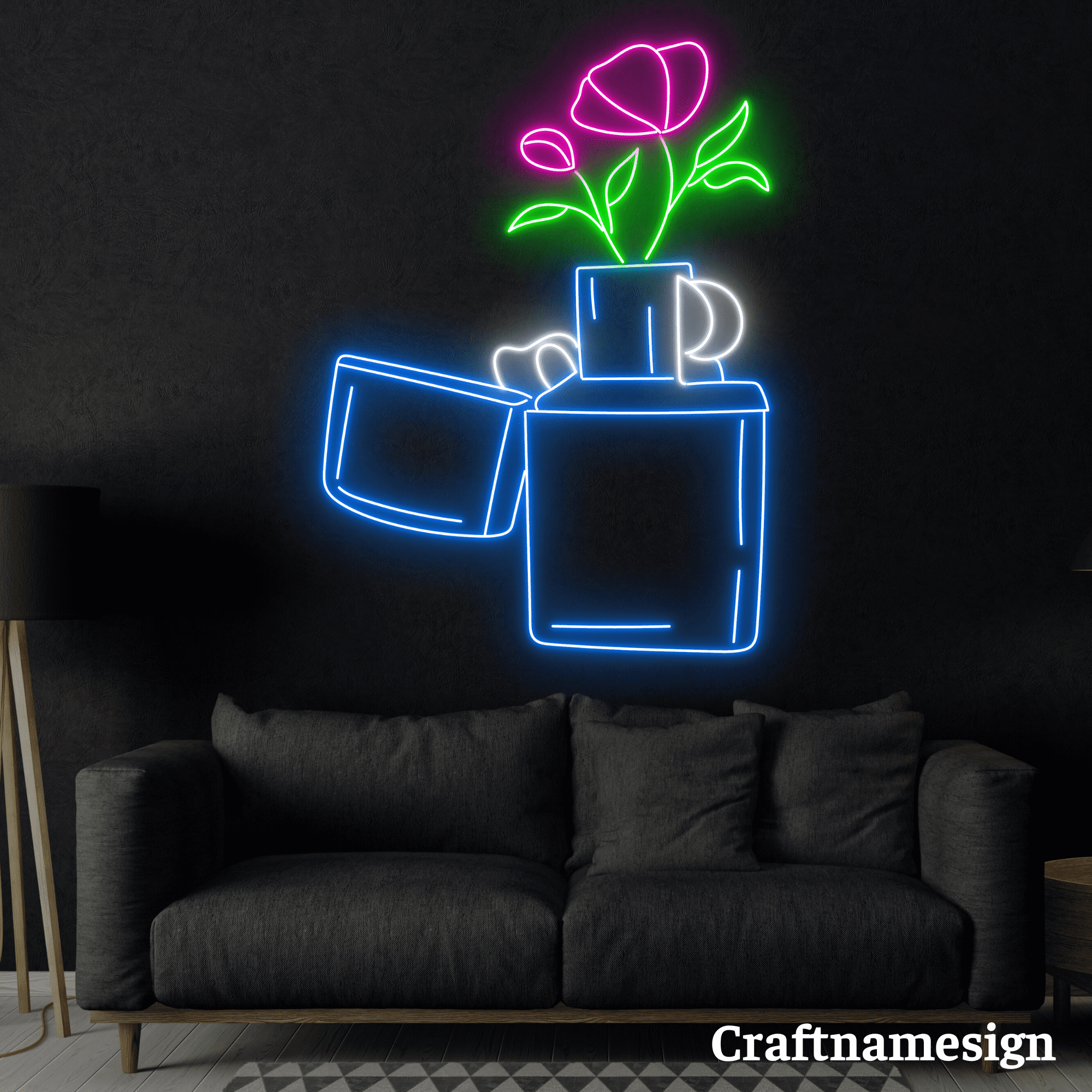 Craftnamesign Lighter With Flower Neon Sign for Lighter Shop Bar ...
