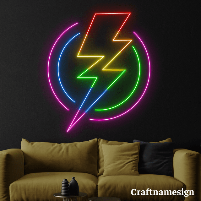 Craftnamesign Lightning Bolt Neon Sign for Bedroom Bar Club Happy Pride ...