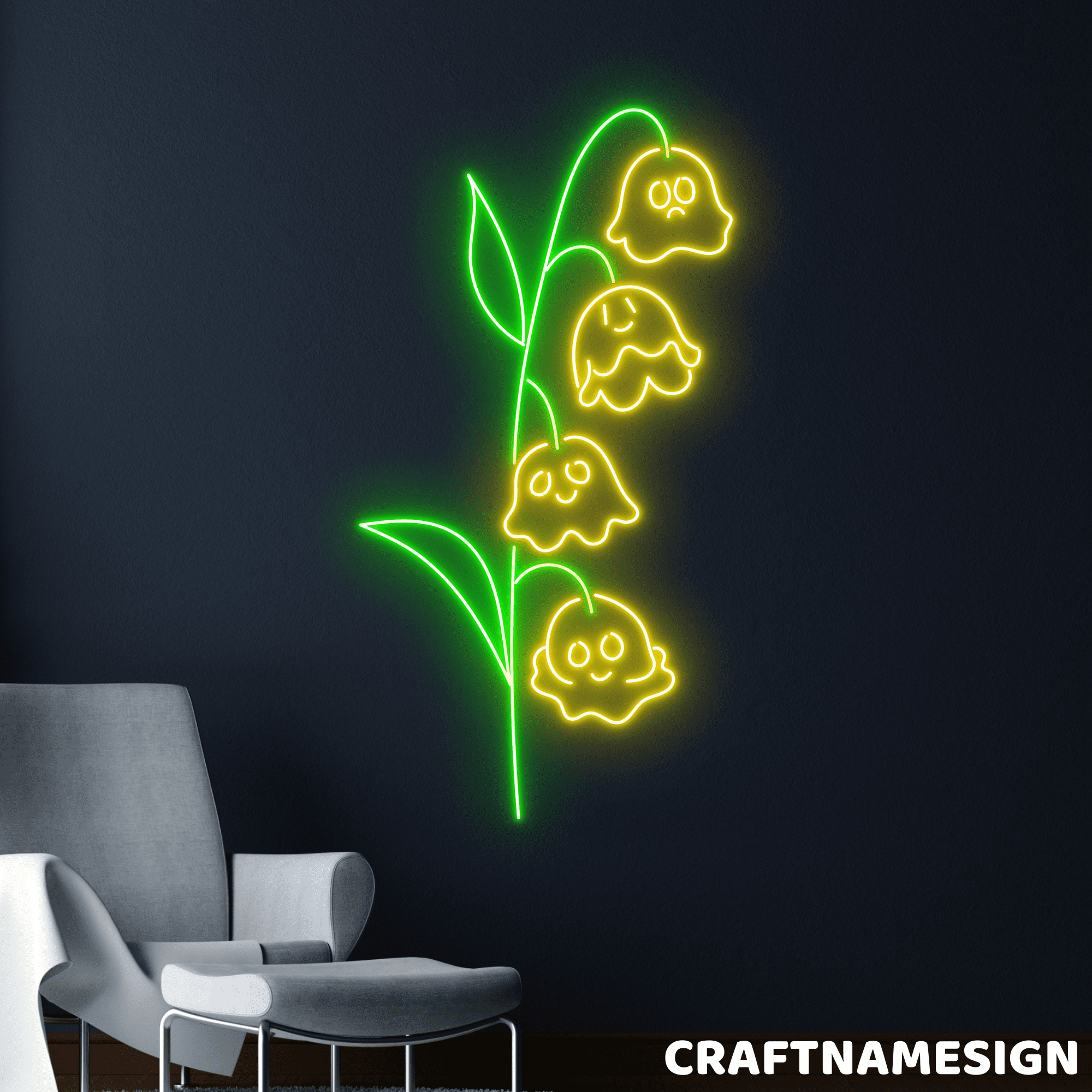 Craftnamesign Lily Of The Valley Led Sign, Flower Shop Wall Decor ...