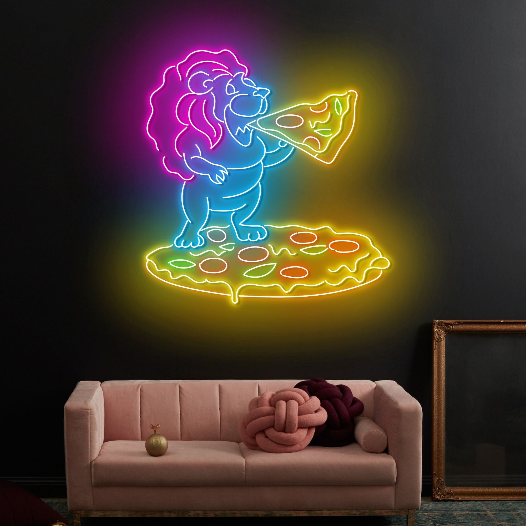 Craftnamesign Lion Eat Pizza Neon Sign, Lion Pizza LED Light, Pizza ...