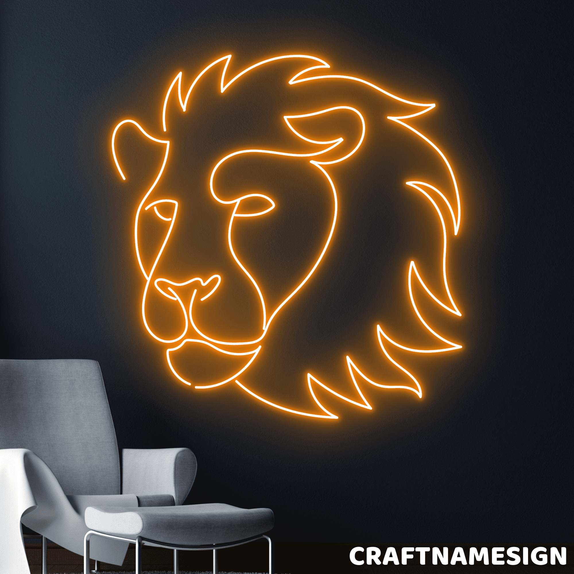 Craftnamesign Lion Neon Sign, Bedroom Led Light Wall Art, Bar Pub Wall ...