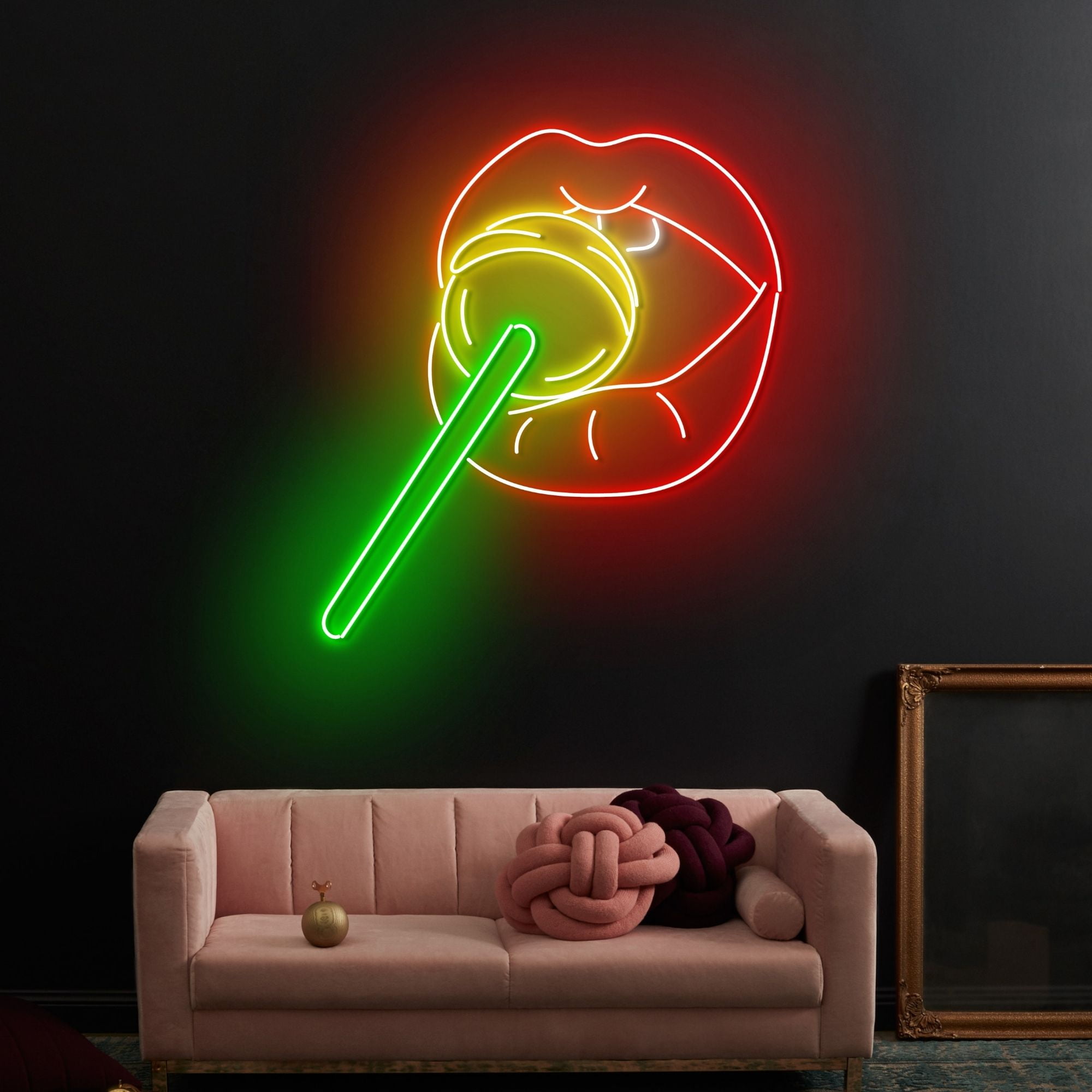 Craftnamesign Lip Lollipop Neon LED Sign, Sexy Lip Wall Art, Lip LED ...