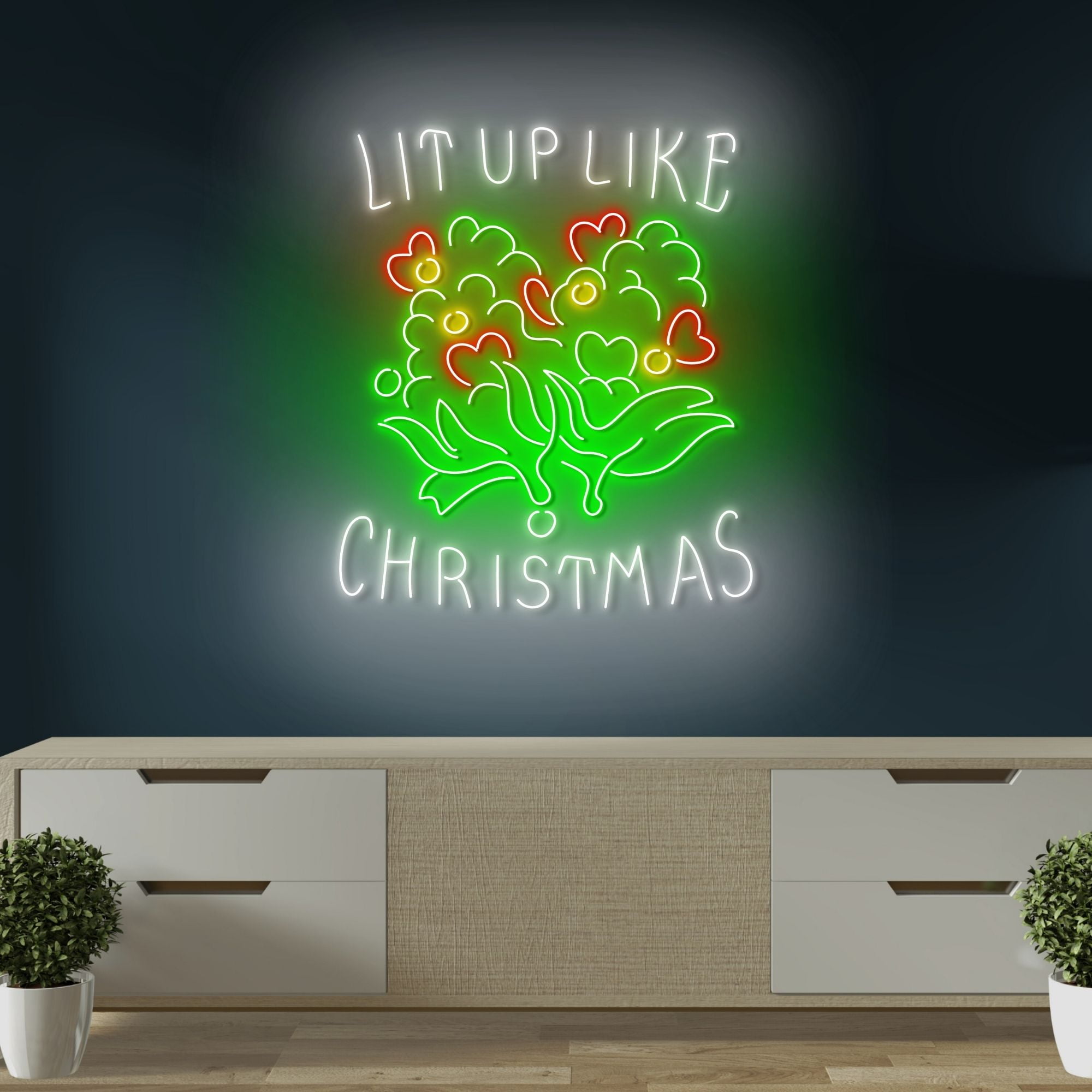 Craftnamesign Lit Up Like Christmas LED Neon Sign, Christmas Wall Art ...