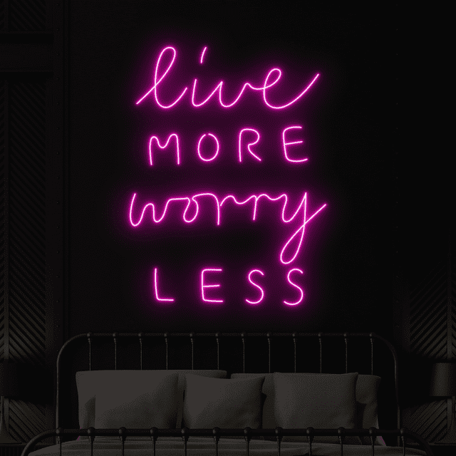 Craftnamesign Live More Worry Less Neon Sign, Quotes LED Sign, Room ...