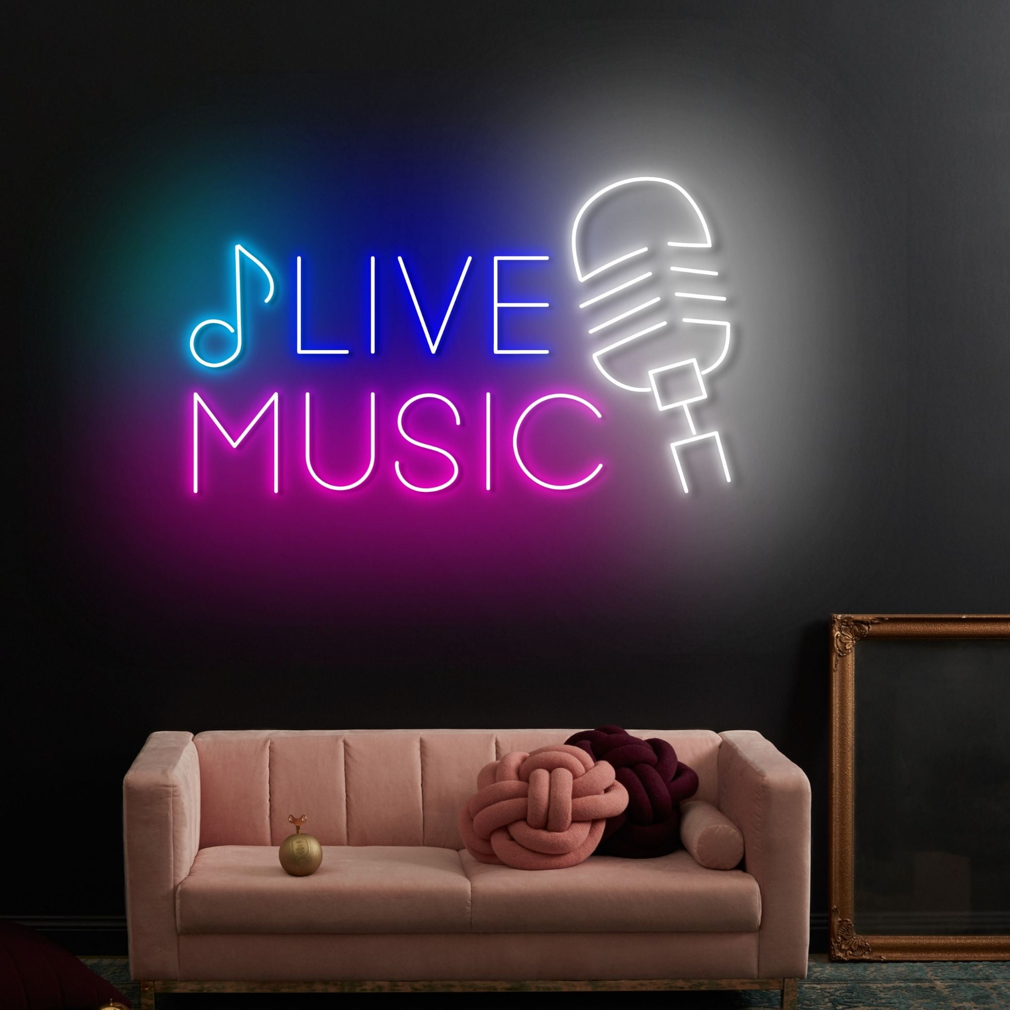 Craftnamesign Live Music Neon Art, Microphone LED Light, Live Music ...