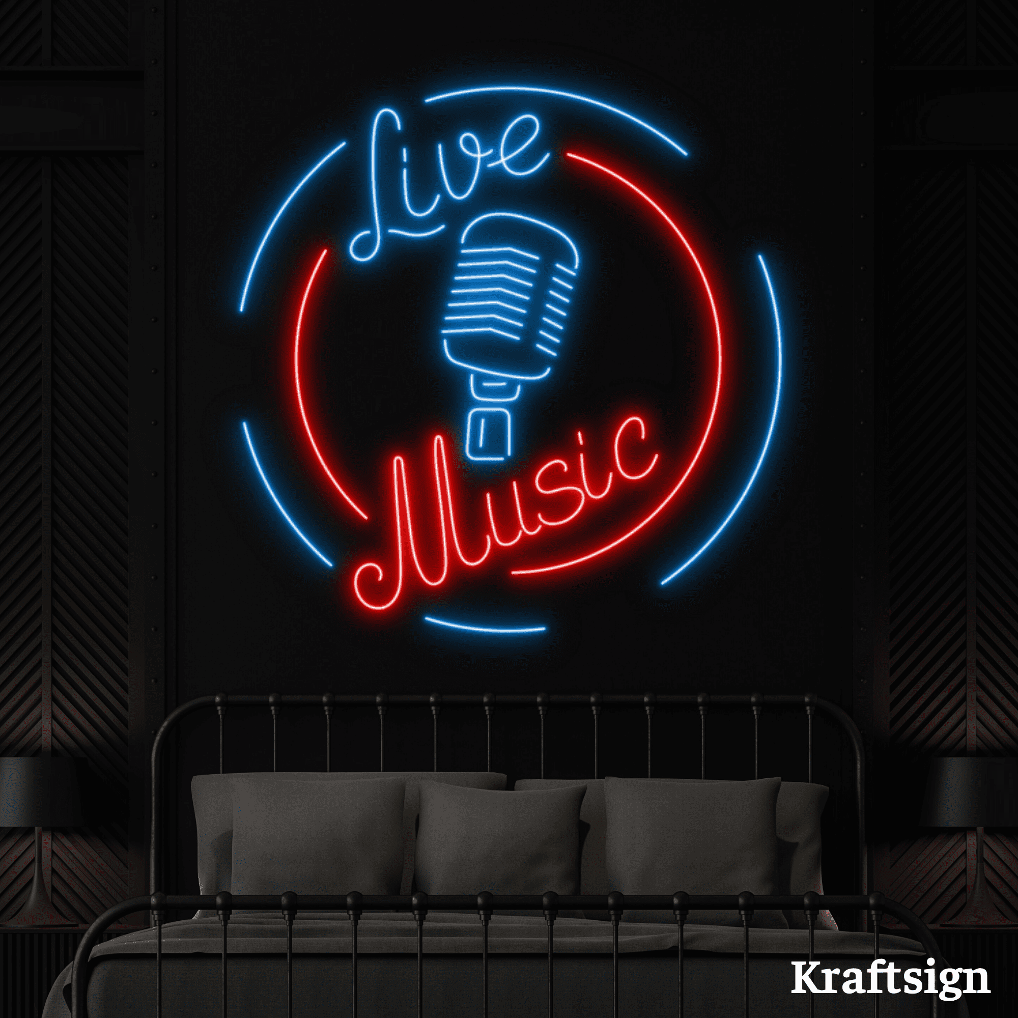 Craftnamesign Live Music Neon Sign, Coffee Shop Decor, Music Studio ...
