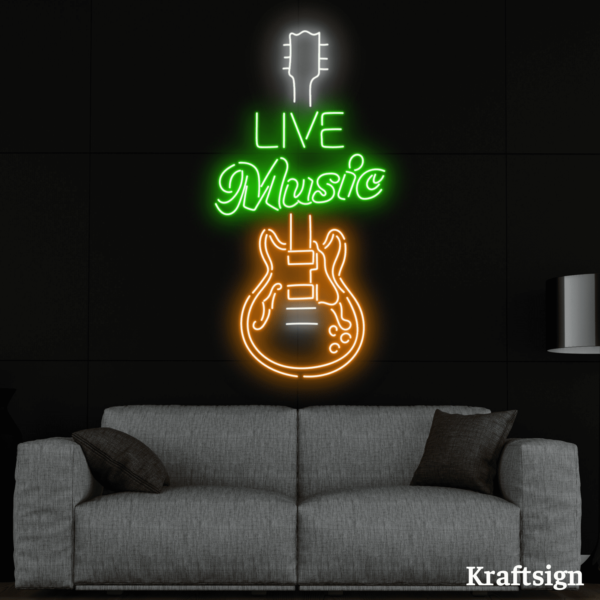 Craftnamesign Live Music Neon Sign, Guitar Electric LED Sign, Event ...