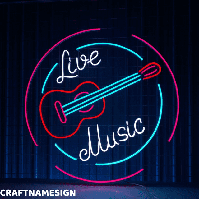 Craftnamesign Live Music Neon Sign, Live Show Wall Art, Music Show Wall ...