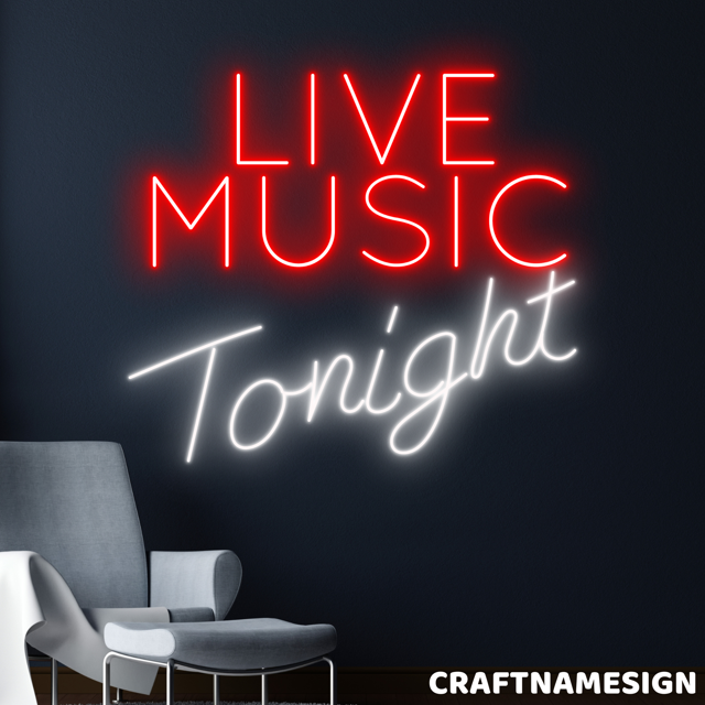 Craftnamesign Live Music Tonight Neon Sign, Live Show Wall Art, Live ...