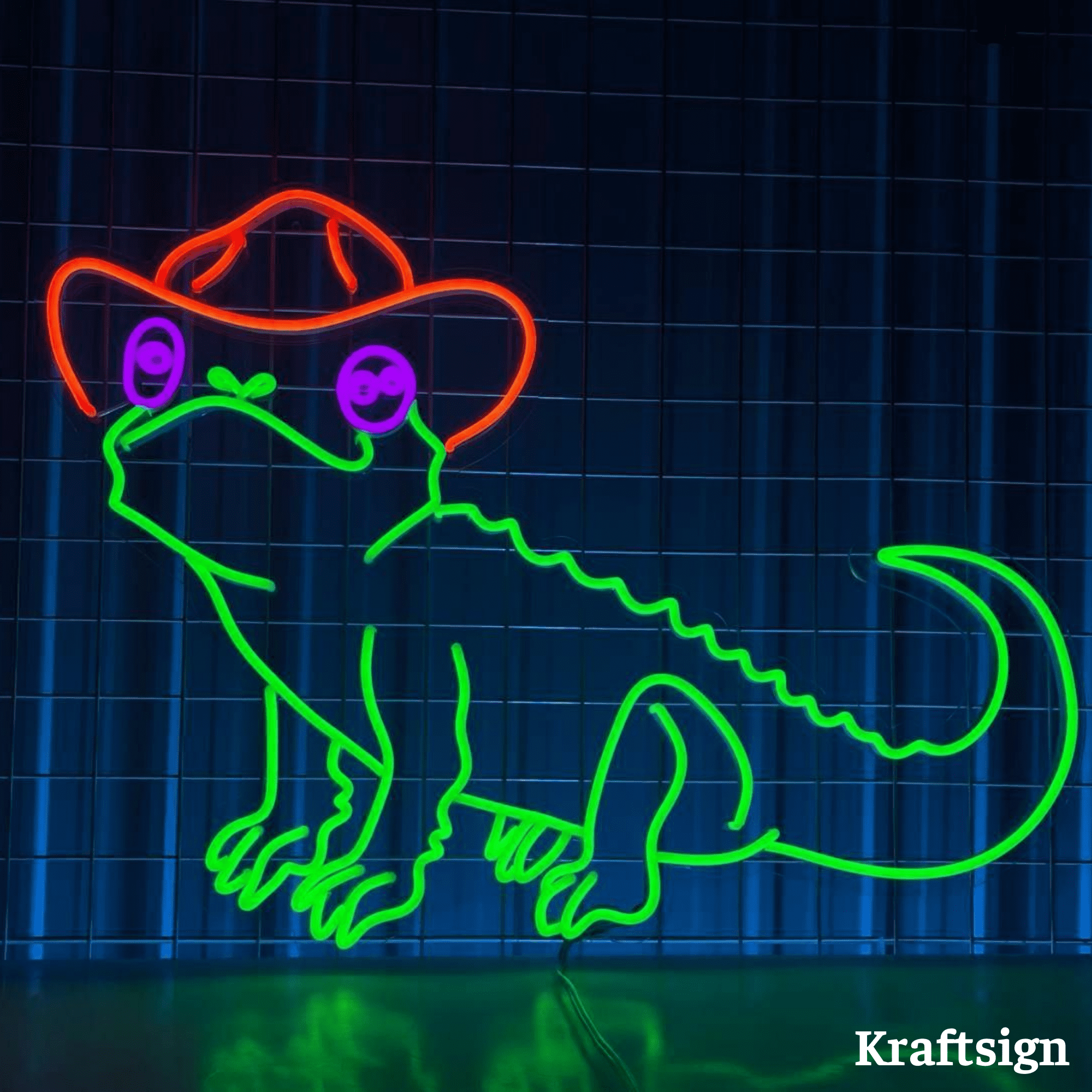 Craftnamesign Lizard Cowboy Neon Sign, Men Cave Decor, Lizard LED Signs ...