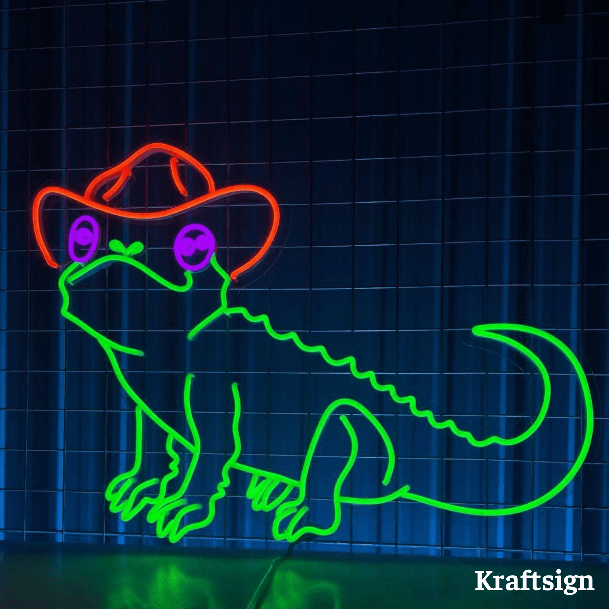 Craftnamesign Lizard Cowboy Neon Sign, Men Cave Decor, Lizard LED Signs ...
