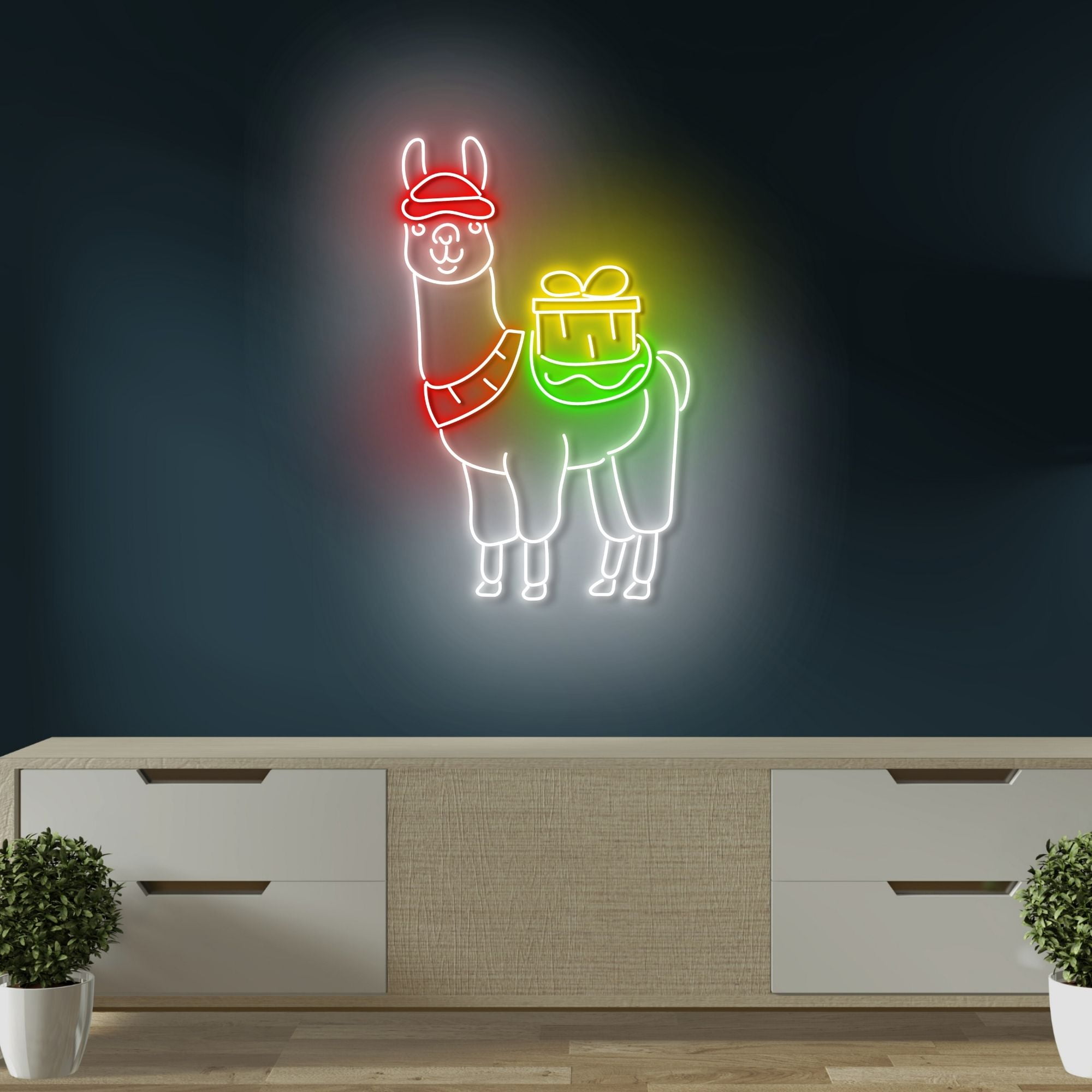 Craftnamesign Llama Xmas Gift Neon Light, Animal LED Signage, Christmas ...