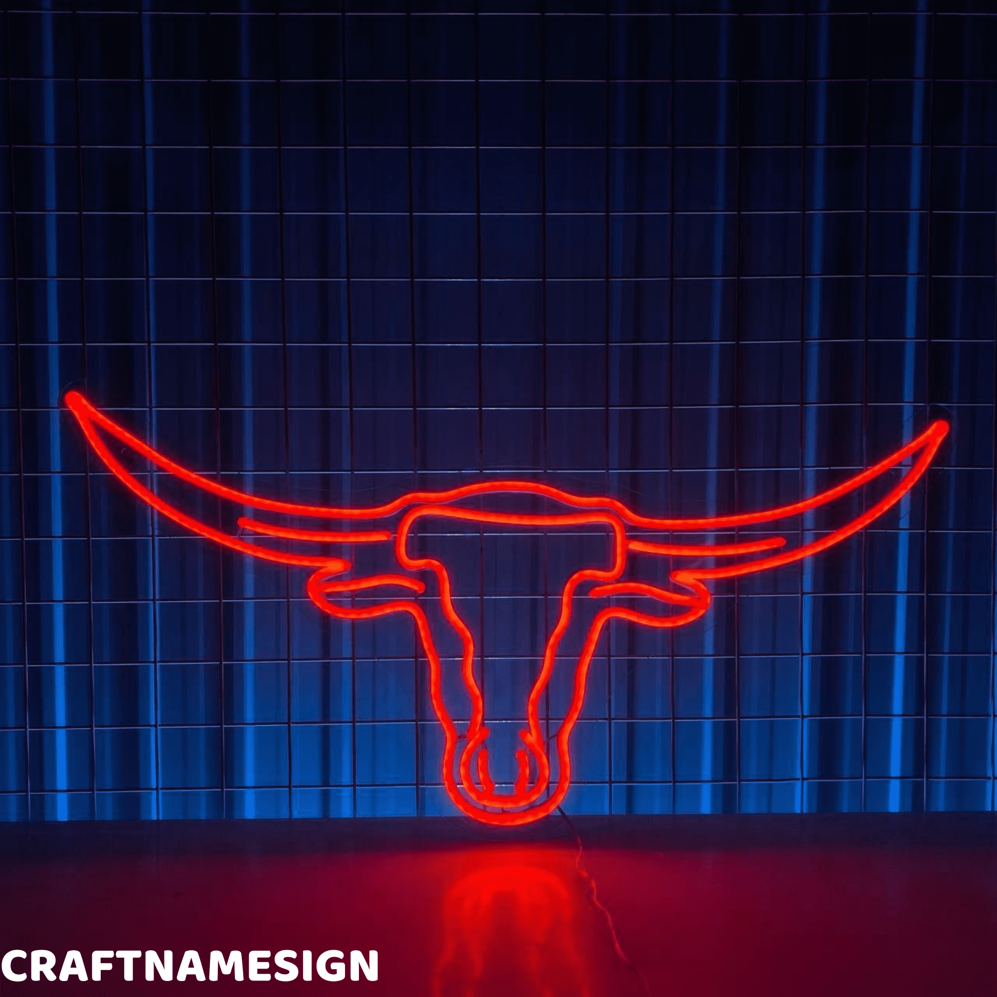 Craftnamesign Longhorn Bull Head Neon Sign, Bedroom Wall Decor, Western ...