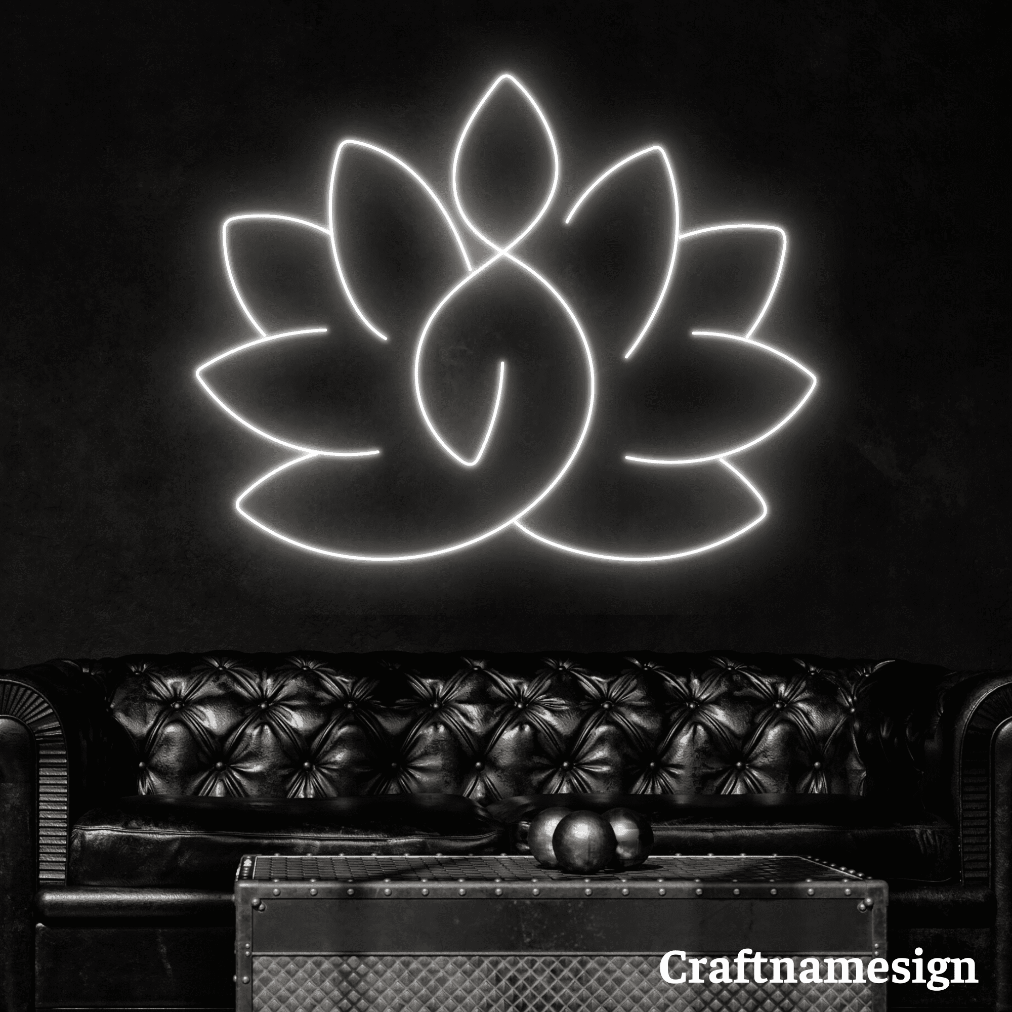 Craftnamesign Lotus Flower Line Art Neon Sign for Flower Shop Bedroom ...