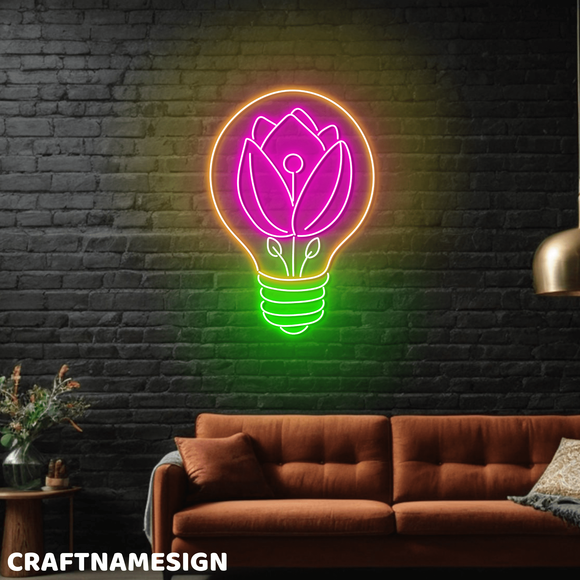 Craftnamesign Lotus Light Bulb Neon Sign, Wall Art For Spa Lighting ...