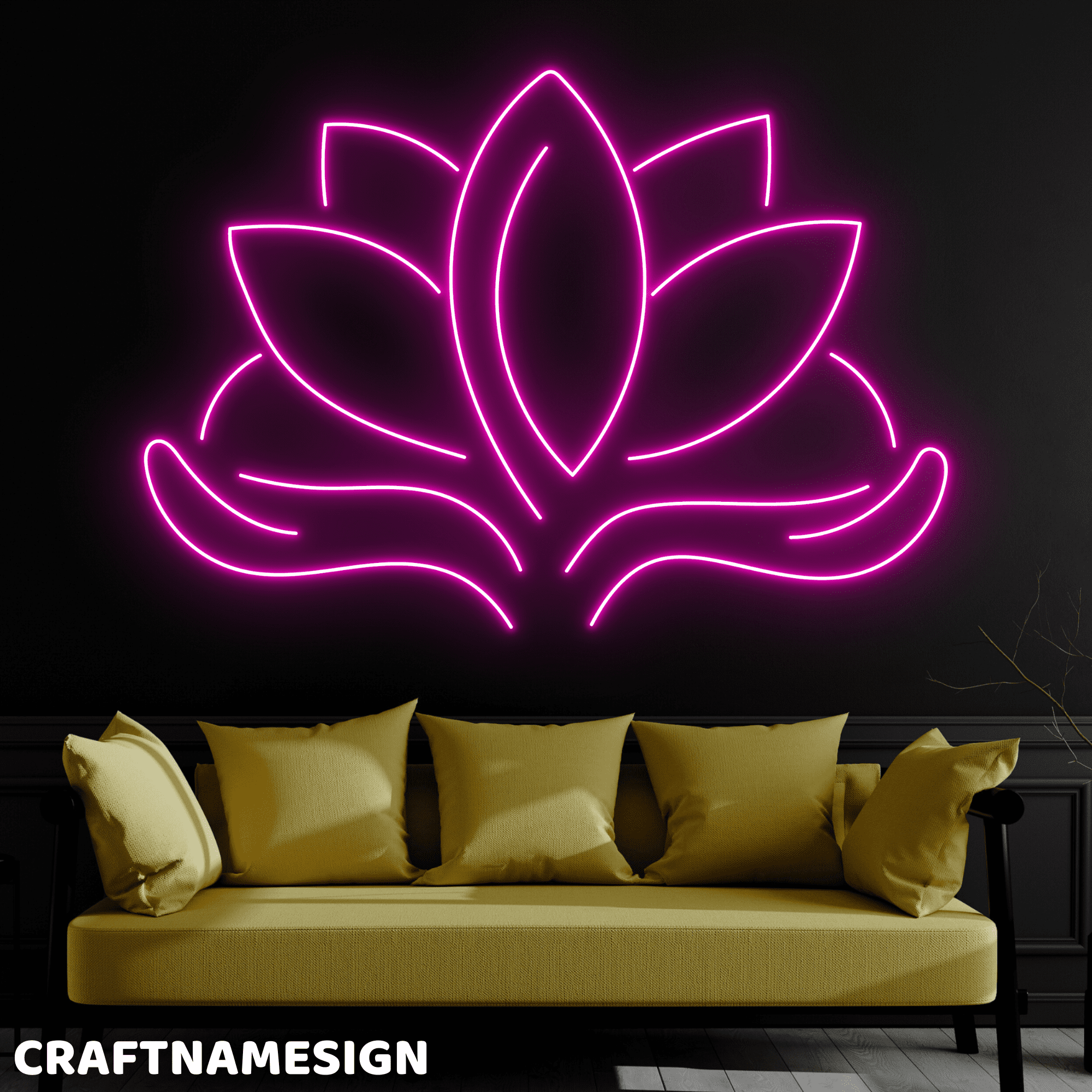 Craftnamesign Lotus Meditation Neon Sign, Yoga Studio Wall Art ...