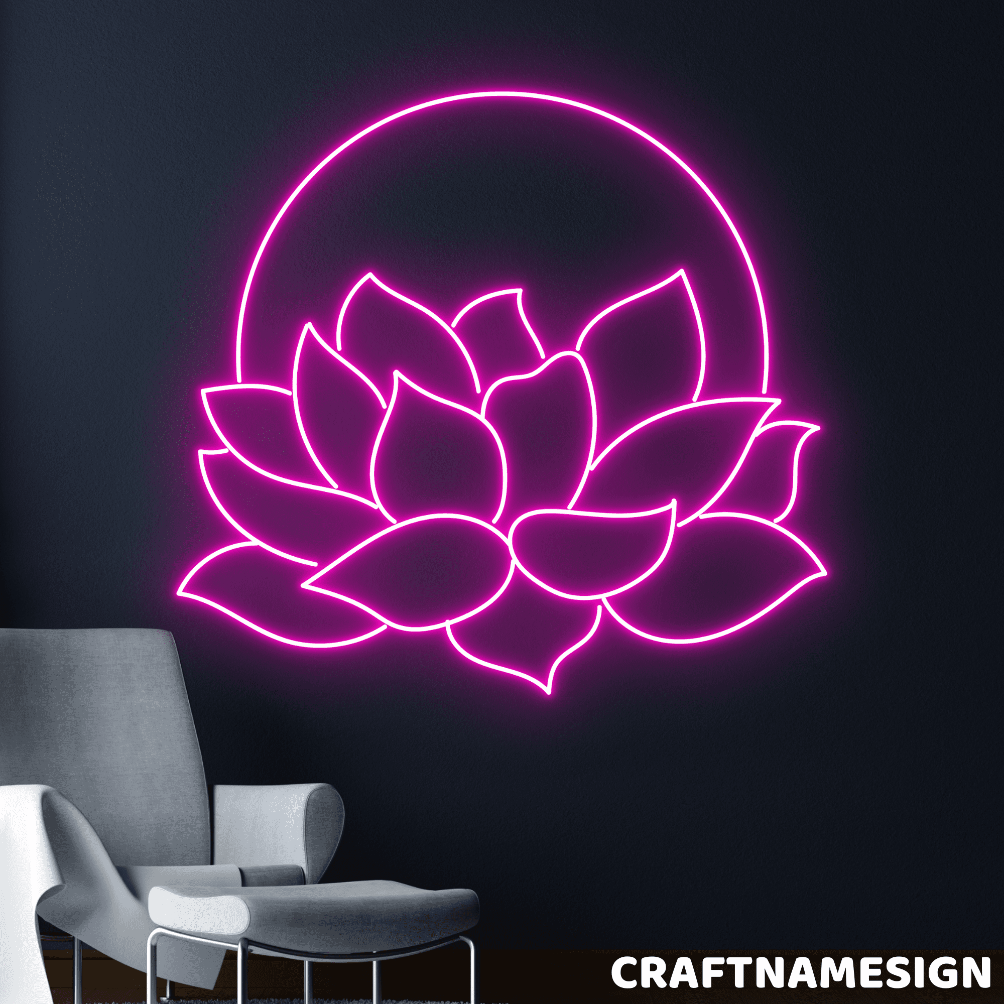 Craftnamesign Lotus Neon Sign, Meditation Room Wall Decor, Living Room ...