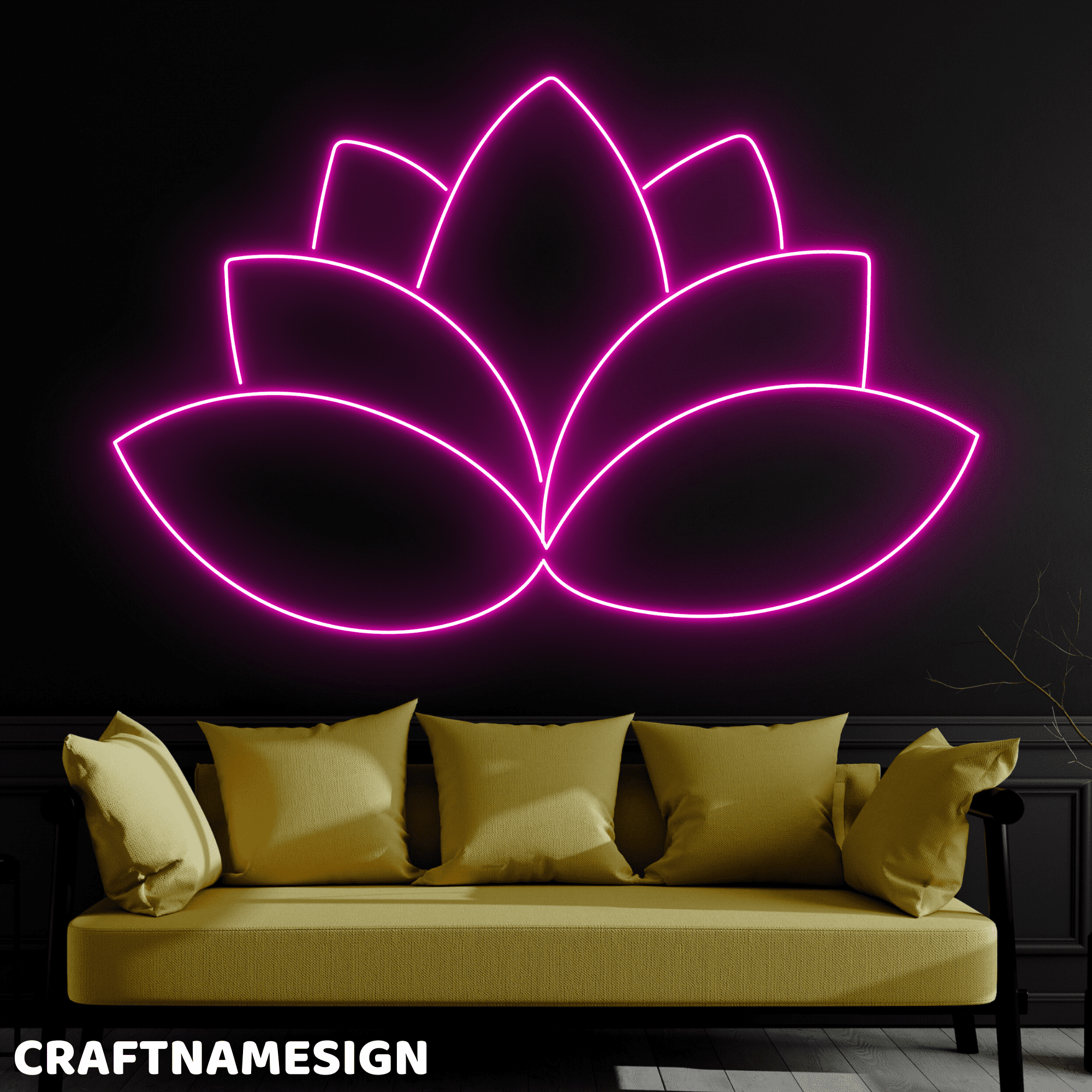 Craftnamesign Lotus Neon Sign, Store Shop Wall Art, Living Room Wall ...
