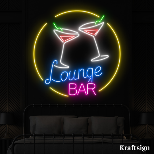 Craftnamesign Lounge Bar Neon Sign, Bar Club Decor, Open Welcome ...