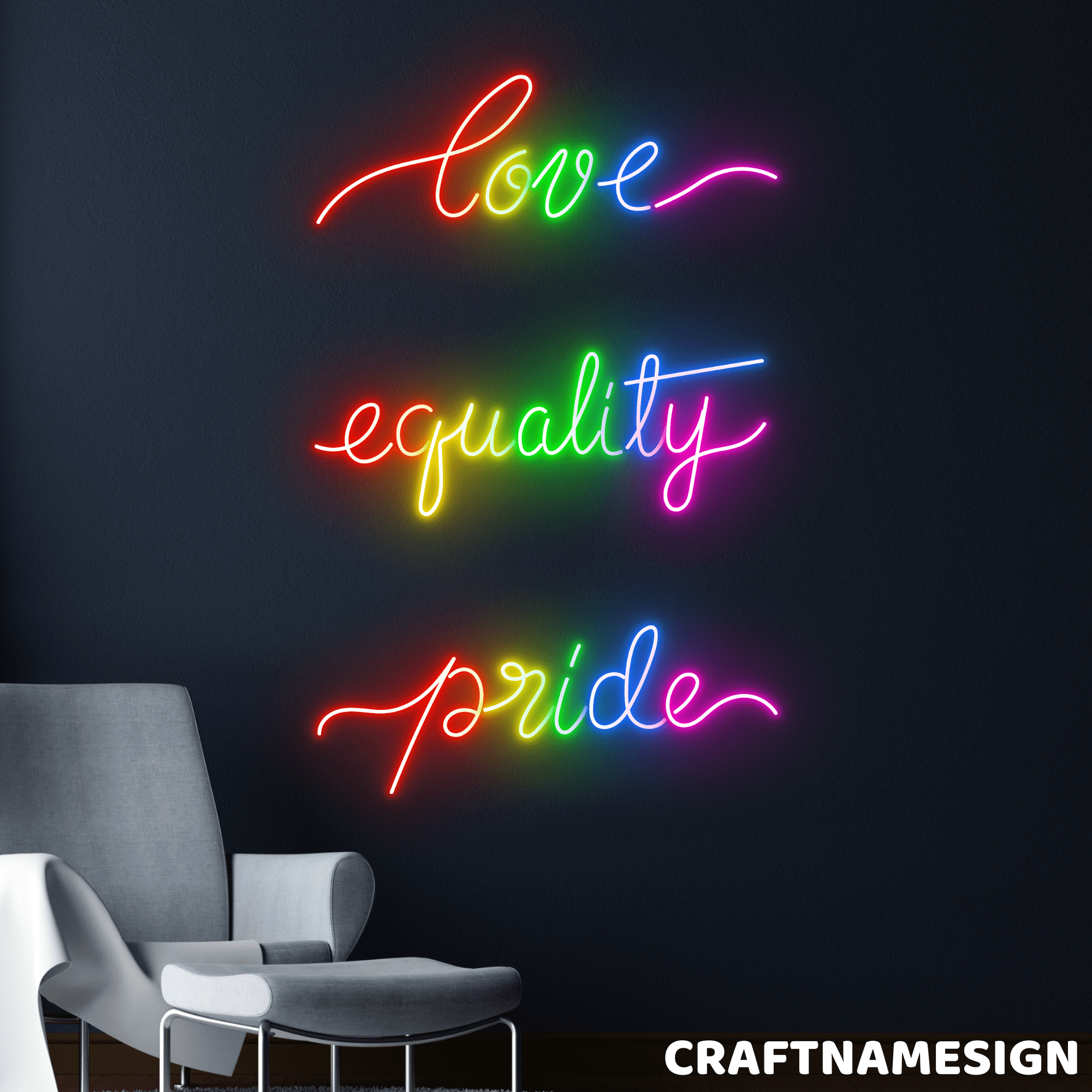 Craftnamesign Love Equality Pride Neon Sign, LGBT Wall Decor, Bedroom ...