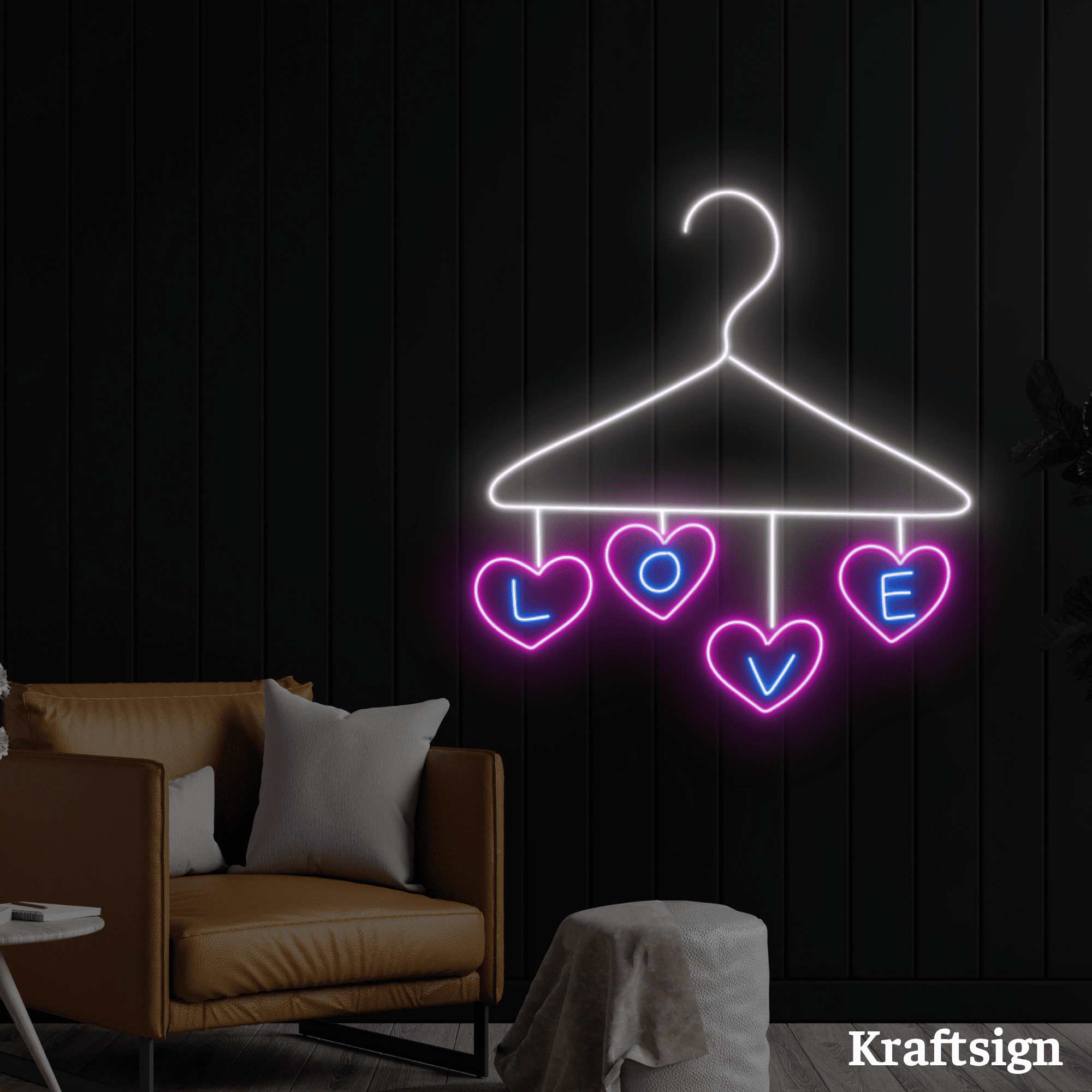 Craftnamesign Love Hanger Neon Sign, Clothes Shop Decor, Love LED Signs ...