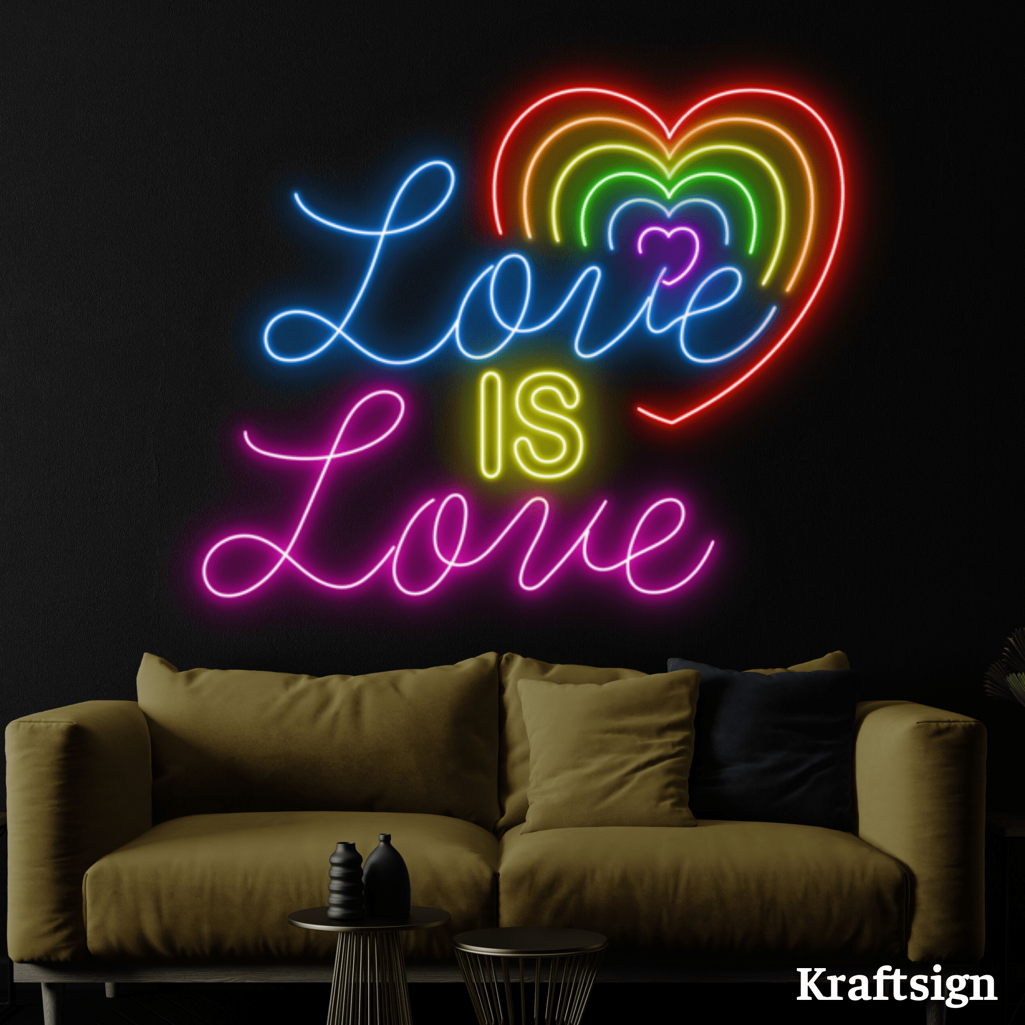 Craftnamesign Love Is Love Neon Sign, Gender LED Sign, Bar Club Decor ...