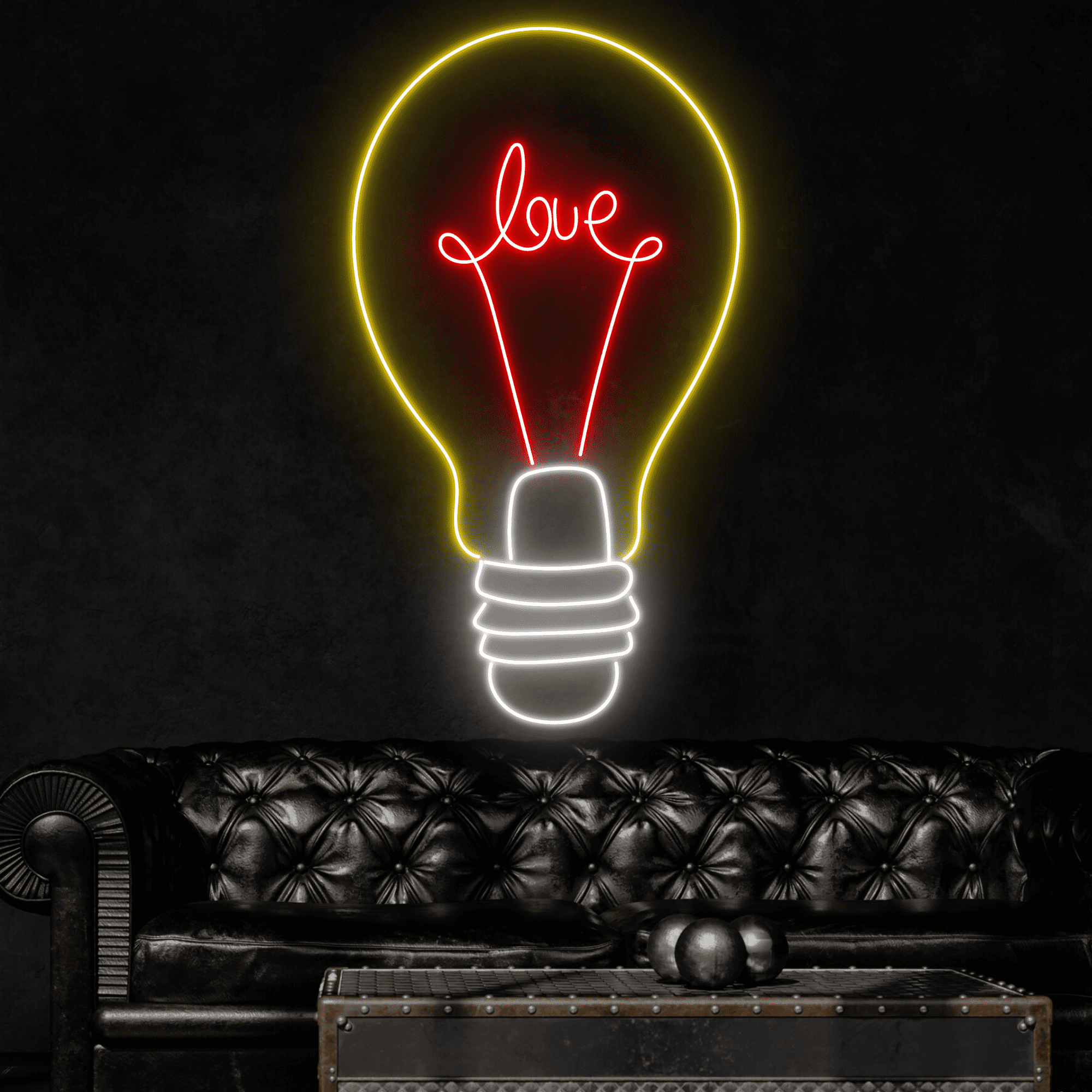 Craftnamesign Love Light Bulb Neon Sign, Light Bulb Wall Decor, Light ...