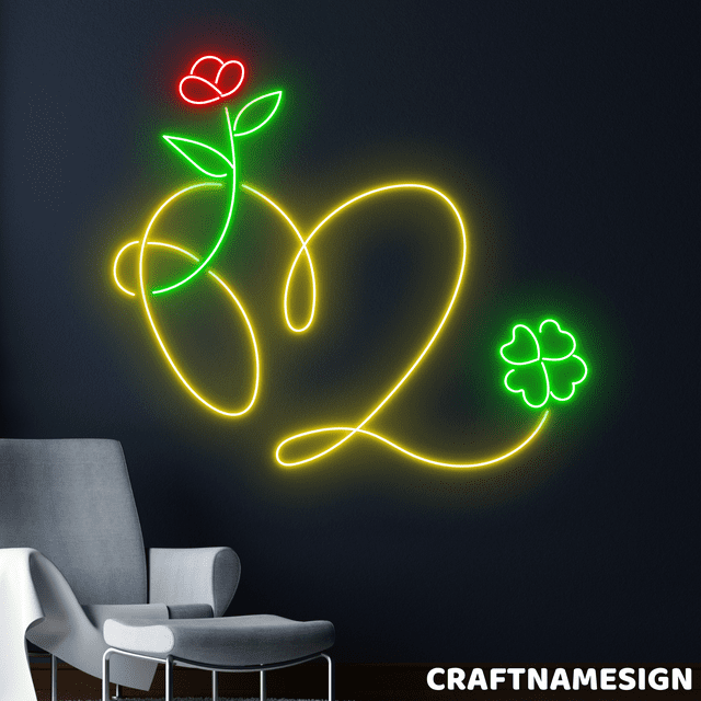 Craftnamesign Love Line Flower Neon Sign, Aesthetic Wall Decor, Coffee ...
