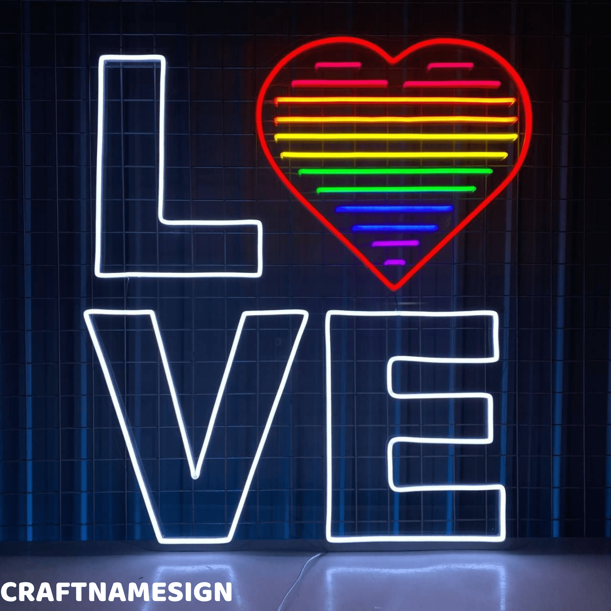 Craftnamesign Love Neon Sign, LGBT Wedding Wall Decor, LGBT Pride Heart ...