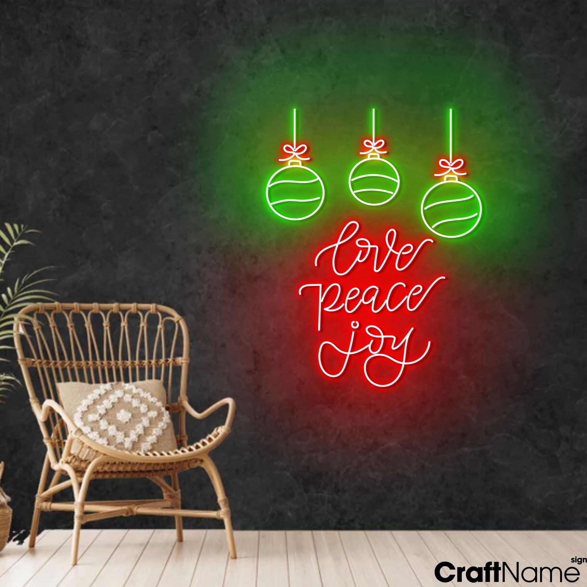 Craftnamesign Love Peace Joy Neon Light, Christmas Holiday LED Sign ...
