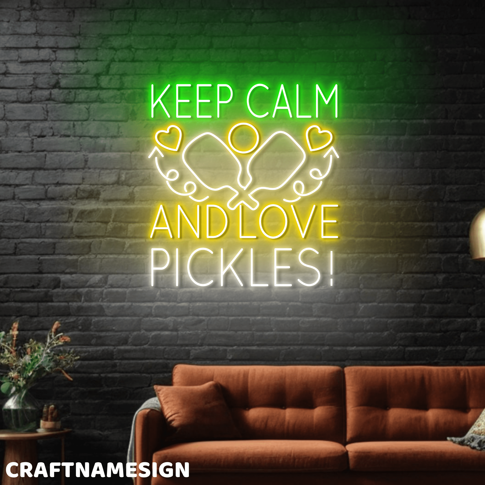 Craftnamesign Love Pickleball Neon Sign, Pickleball Wall Decor ...