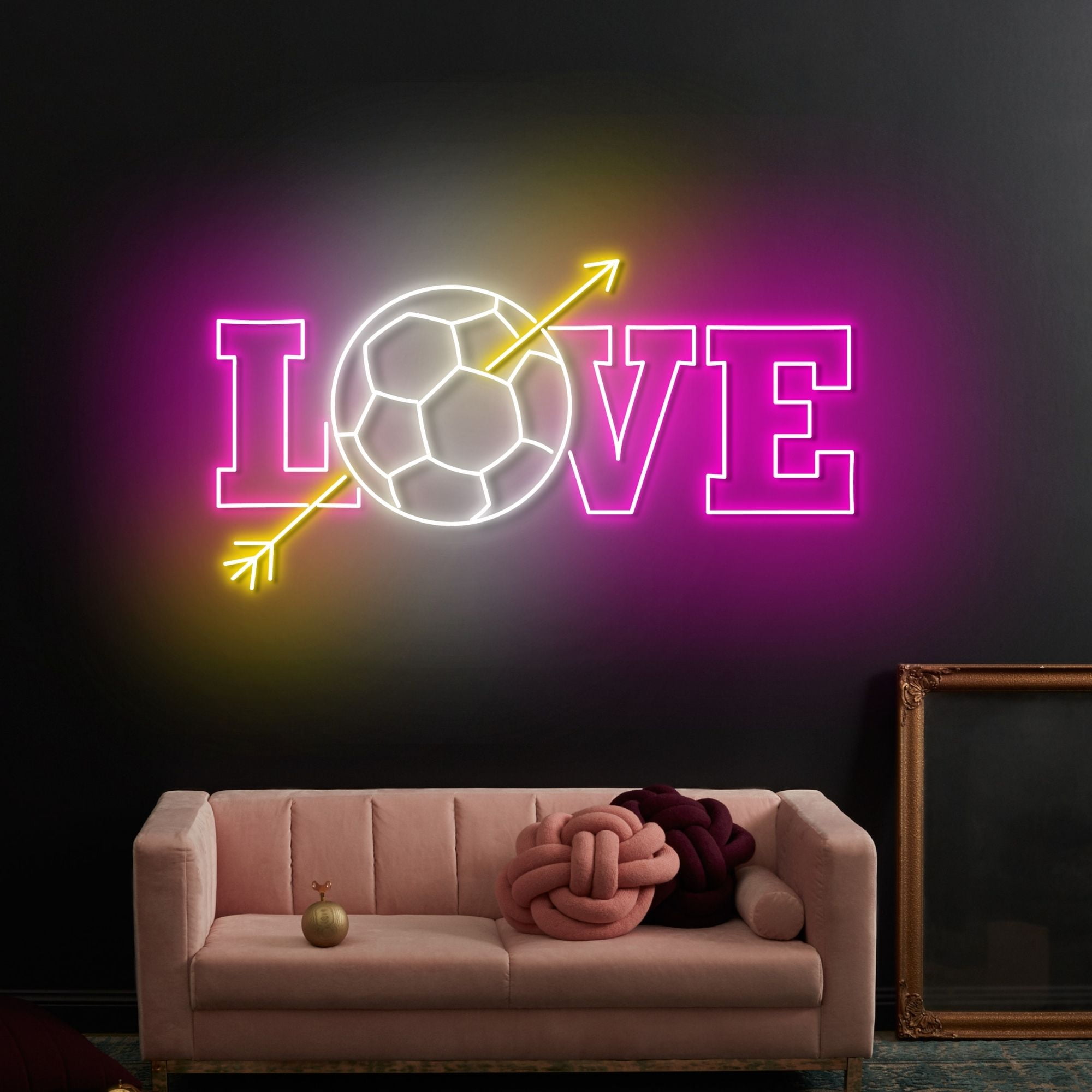Craftnamesign Love Soccer Neon Sign Wall Art, Soccer Led Light Wall ...