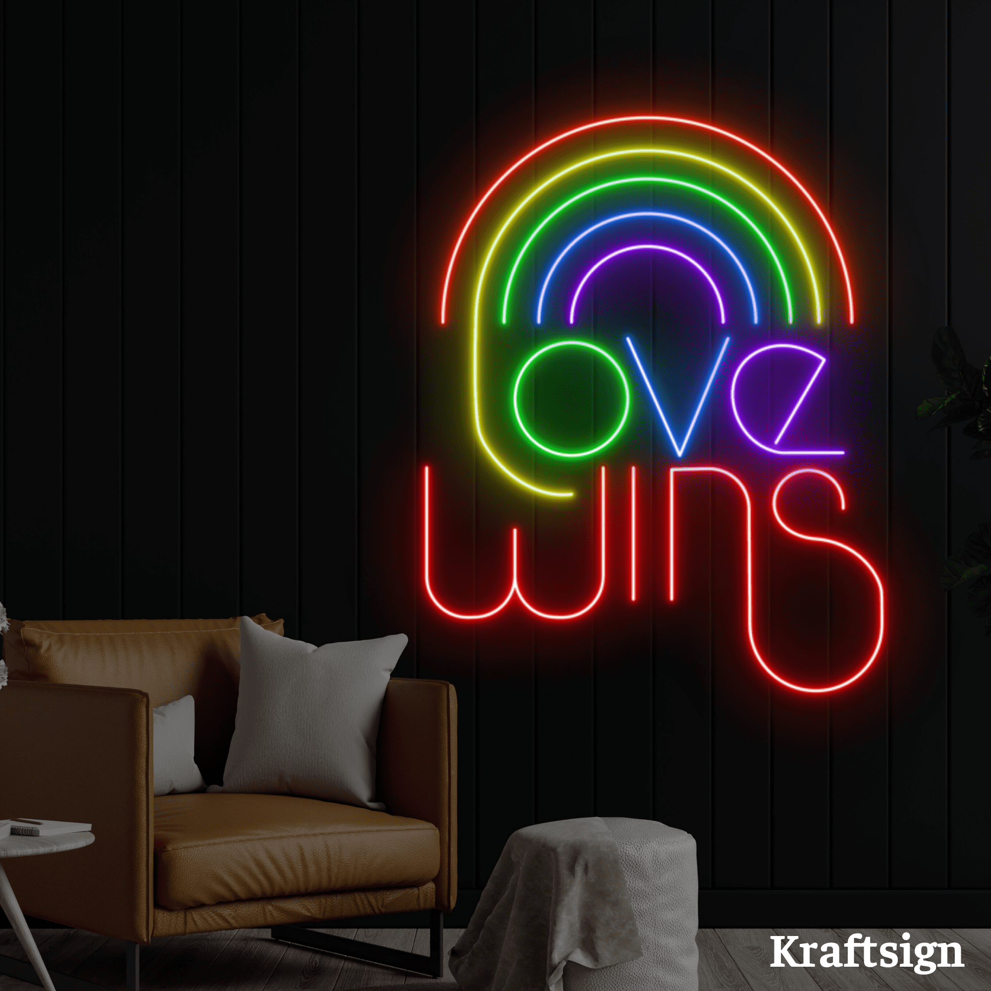Craftnamesign Love Wins Neon Sign, Rainbow LED Sign,Bedroom Wall Art ...