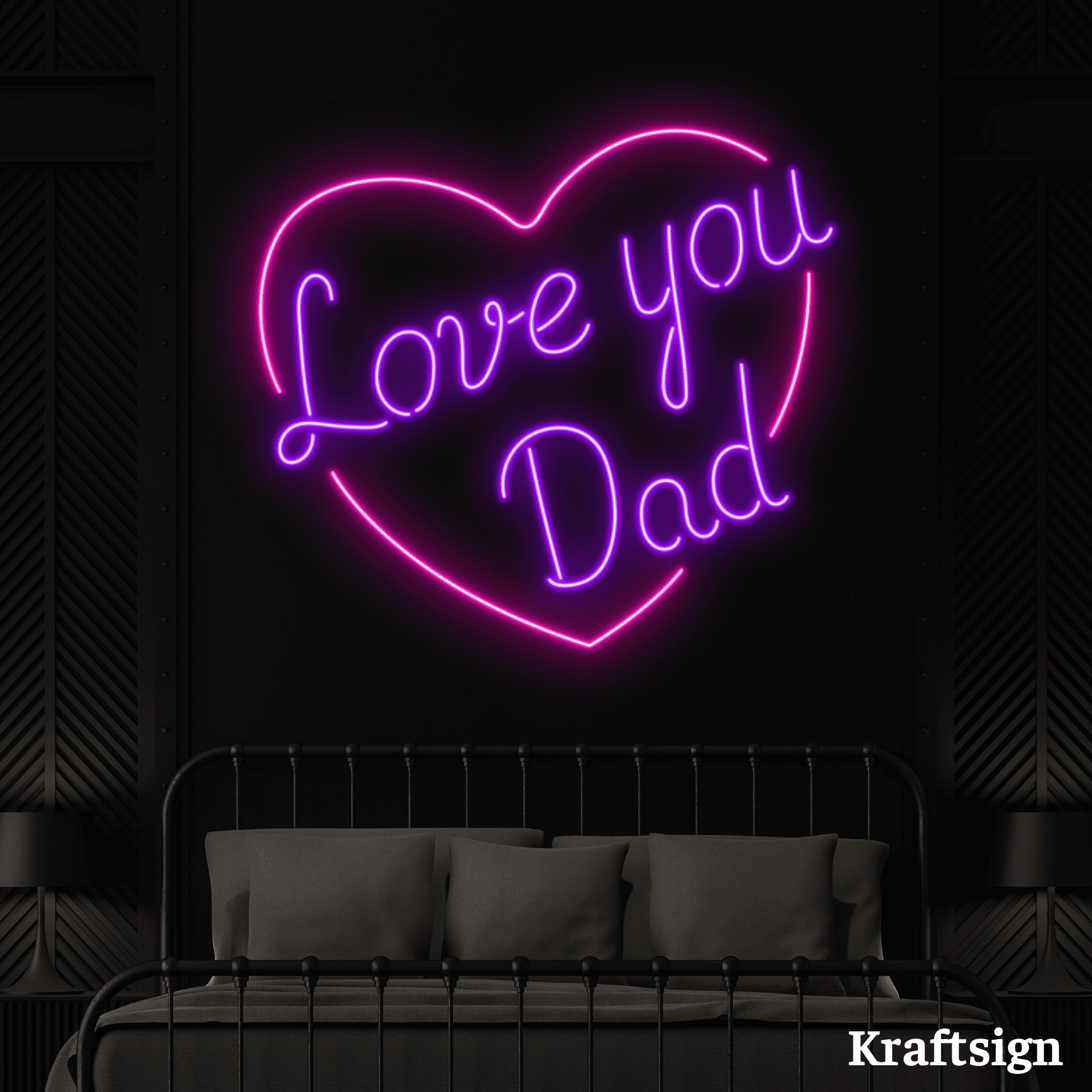 Craftnamesign Love You Dad Neon Sign, Father Day Gift Decor, Heart LED ...