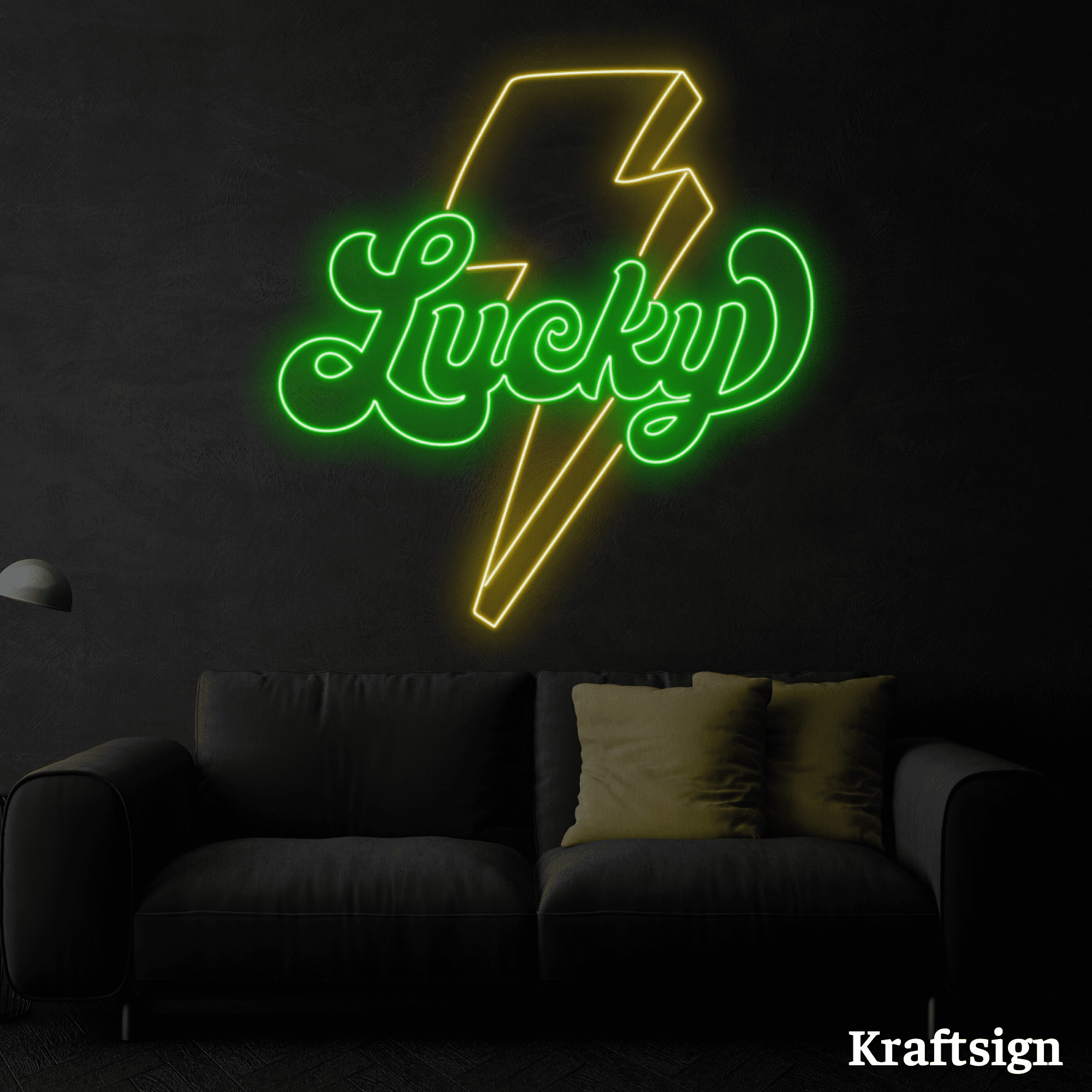 Craftnamesign Lucky Lightning Bolt Neon LED Sign, Patrick Day Gifts ...