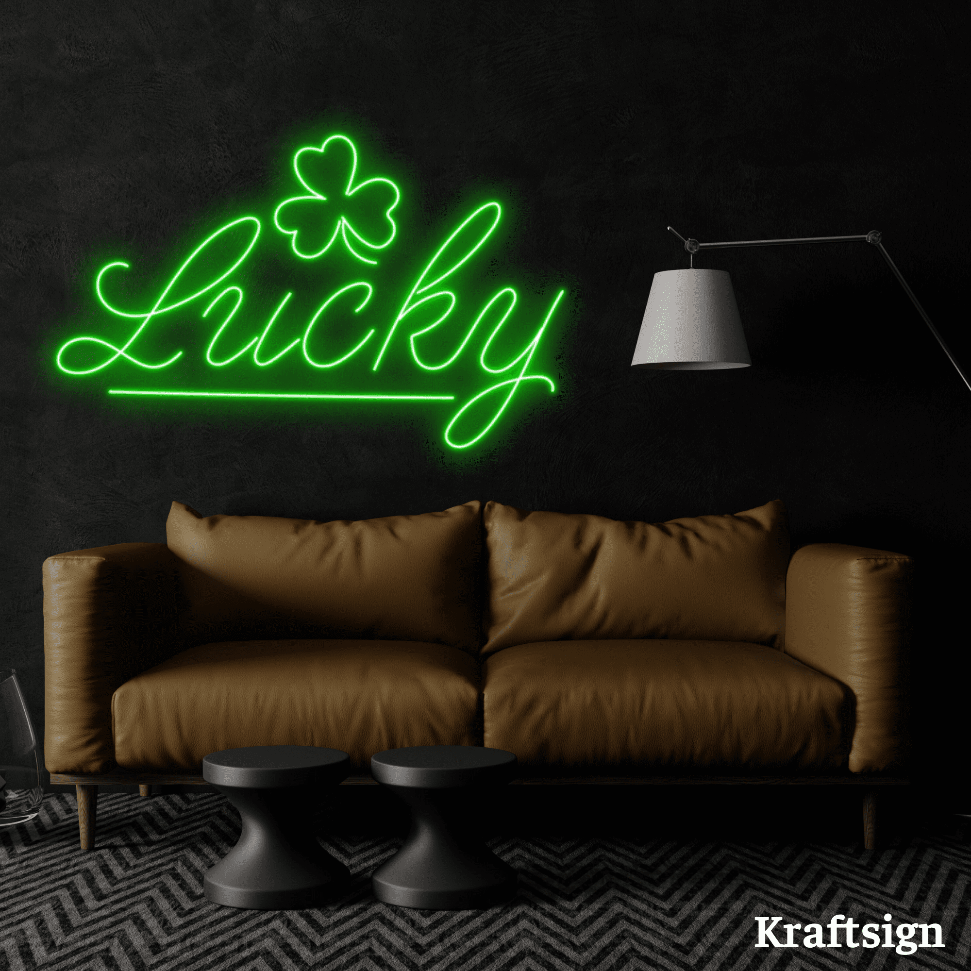 Craftnamesign Lucky Neon Sign, Clover Leaf LED Sign, Patrick Day Decor ...