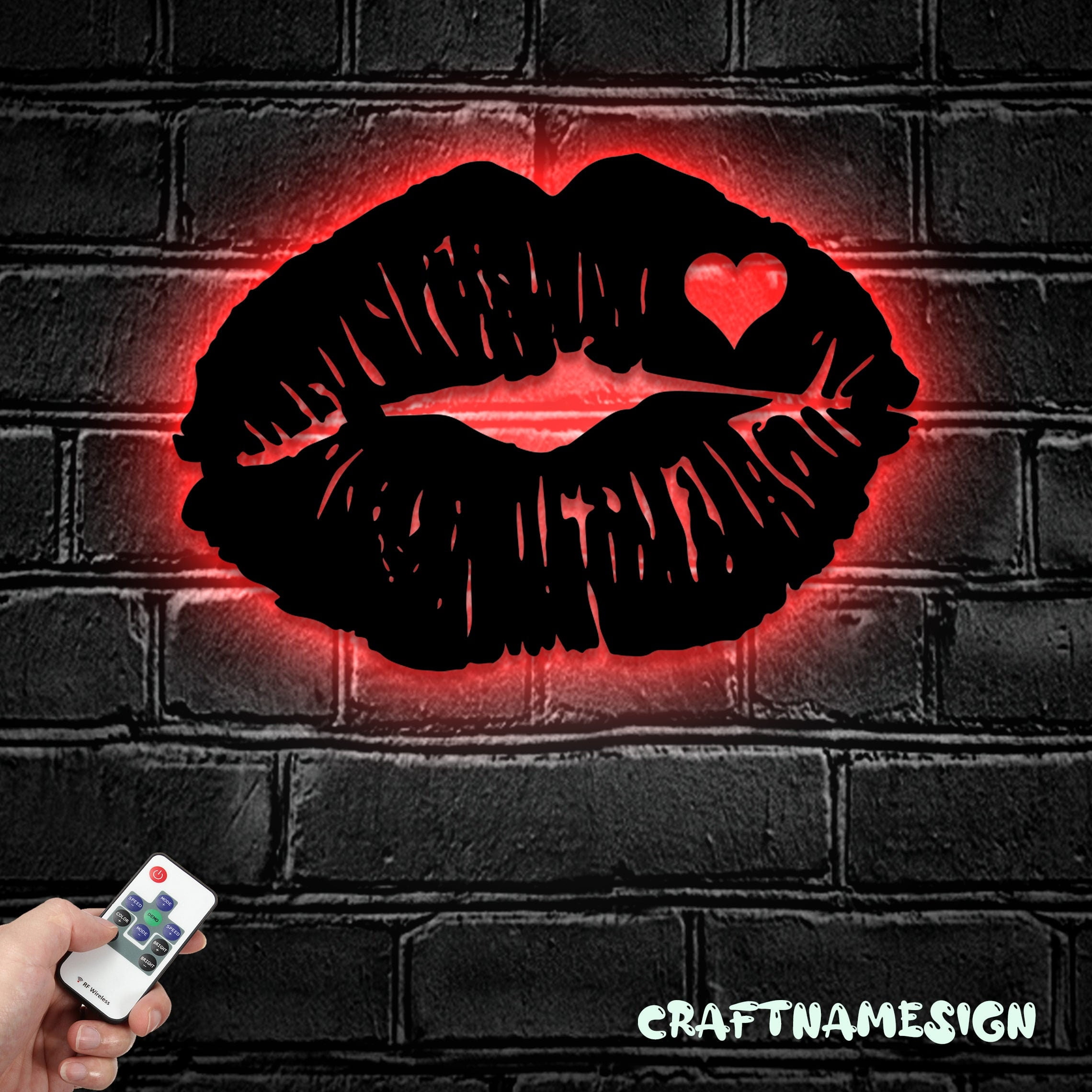 Craftnamesign Lucly Lips Four Leaf Clover Metal Wall Art LED Light, St ...