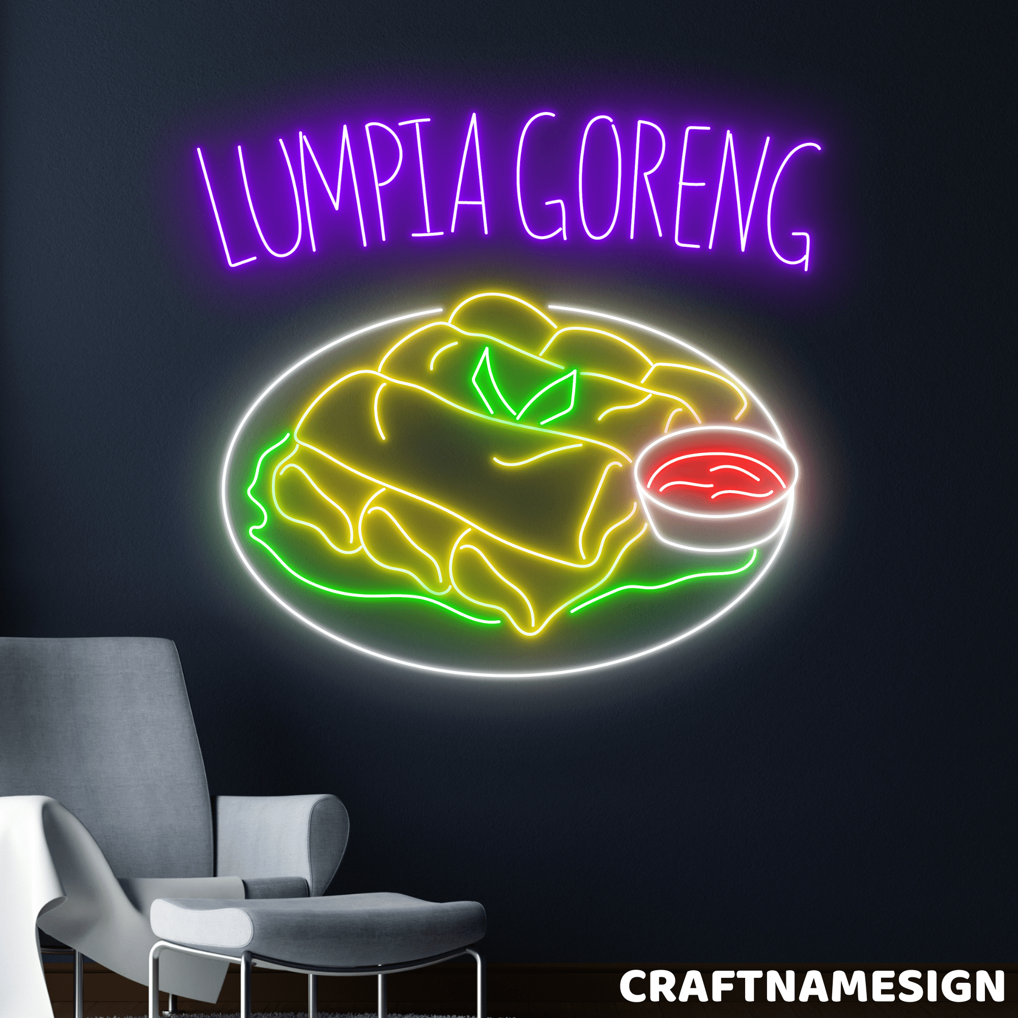 Craftnamesign Lumpia Goreng Neon Sign, Indonesian Restaurant Led Light ...