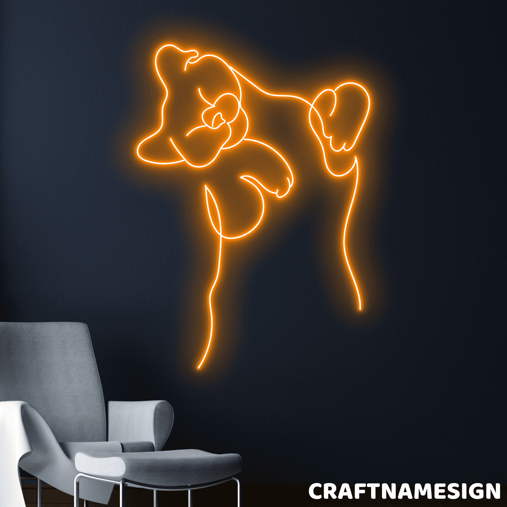 Craftnamesign Lying Cat Line Art Led Sign, Pet Spa Wall Art, Pet Store ...