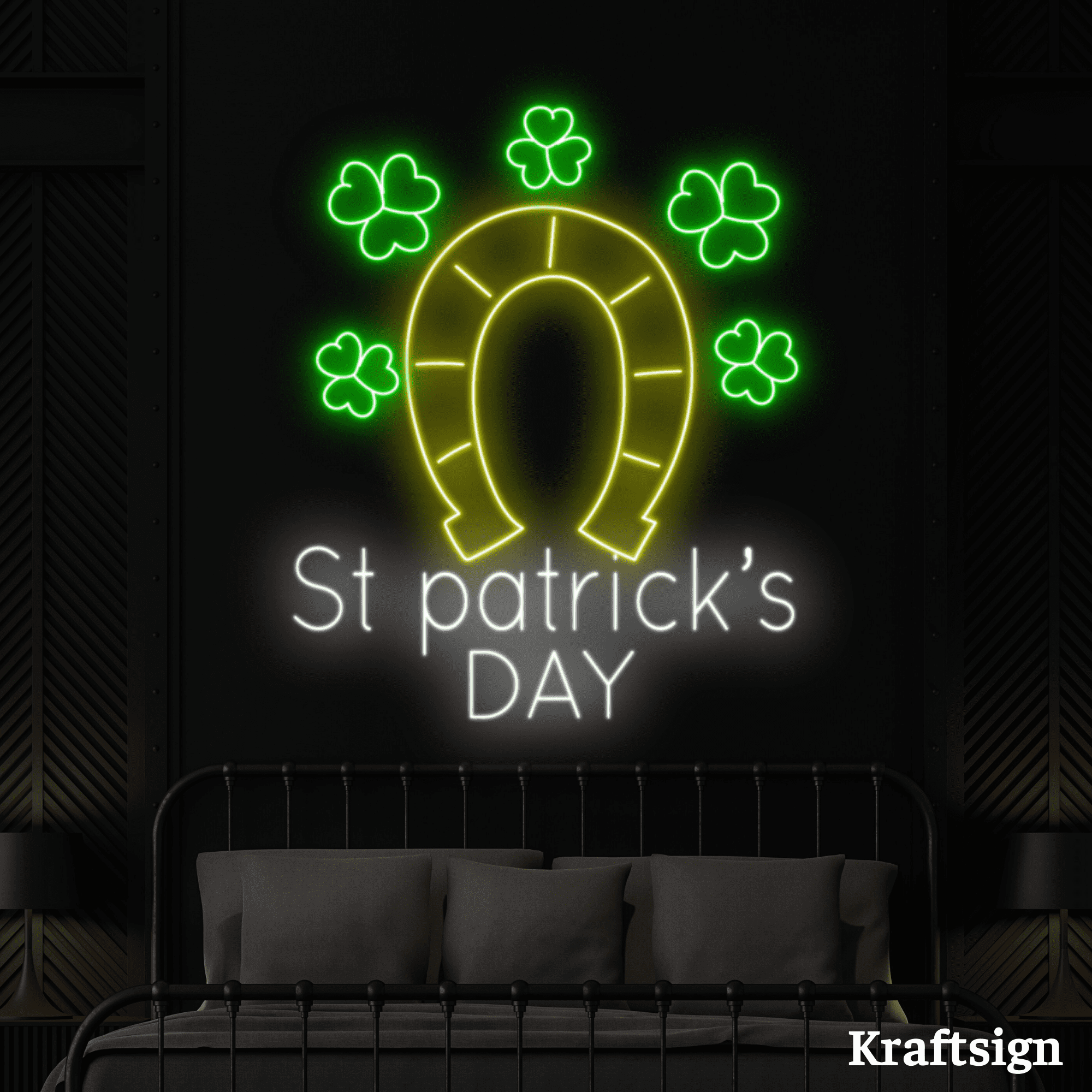 Craftnamesign Magnet Neon Sign, Clover Leaf LED Sign, St. Patrick Day ...