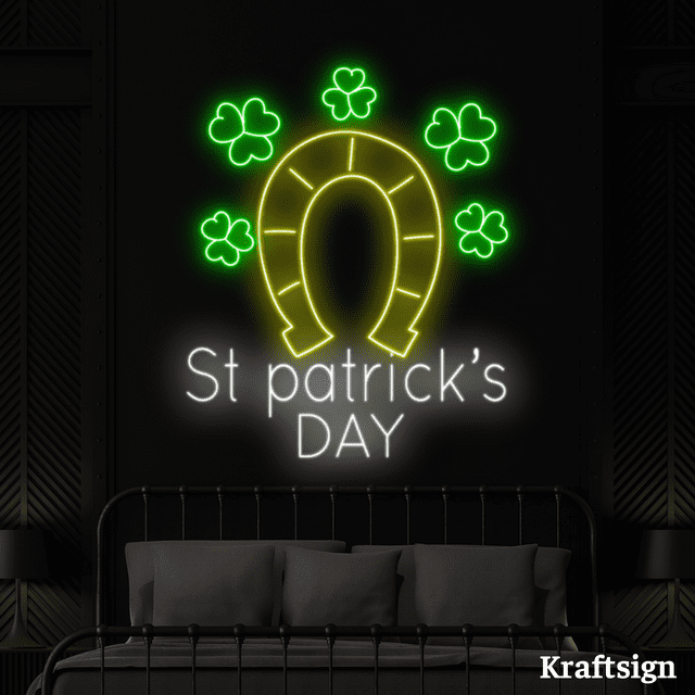 Craftnamesign Magnet Neon Sign, Clover Leaf LED Sign, St. Patrick Day ...