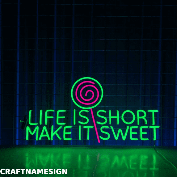 Craftnamesign Make It Sweet Neon Sign, Sweet Wall Art, Candy Store Wall ...