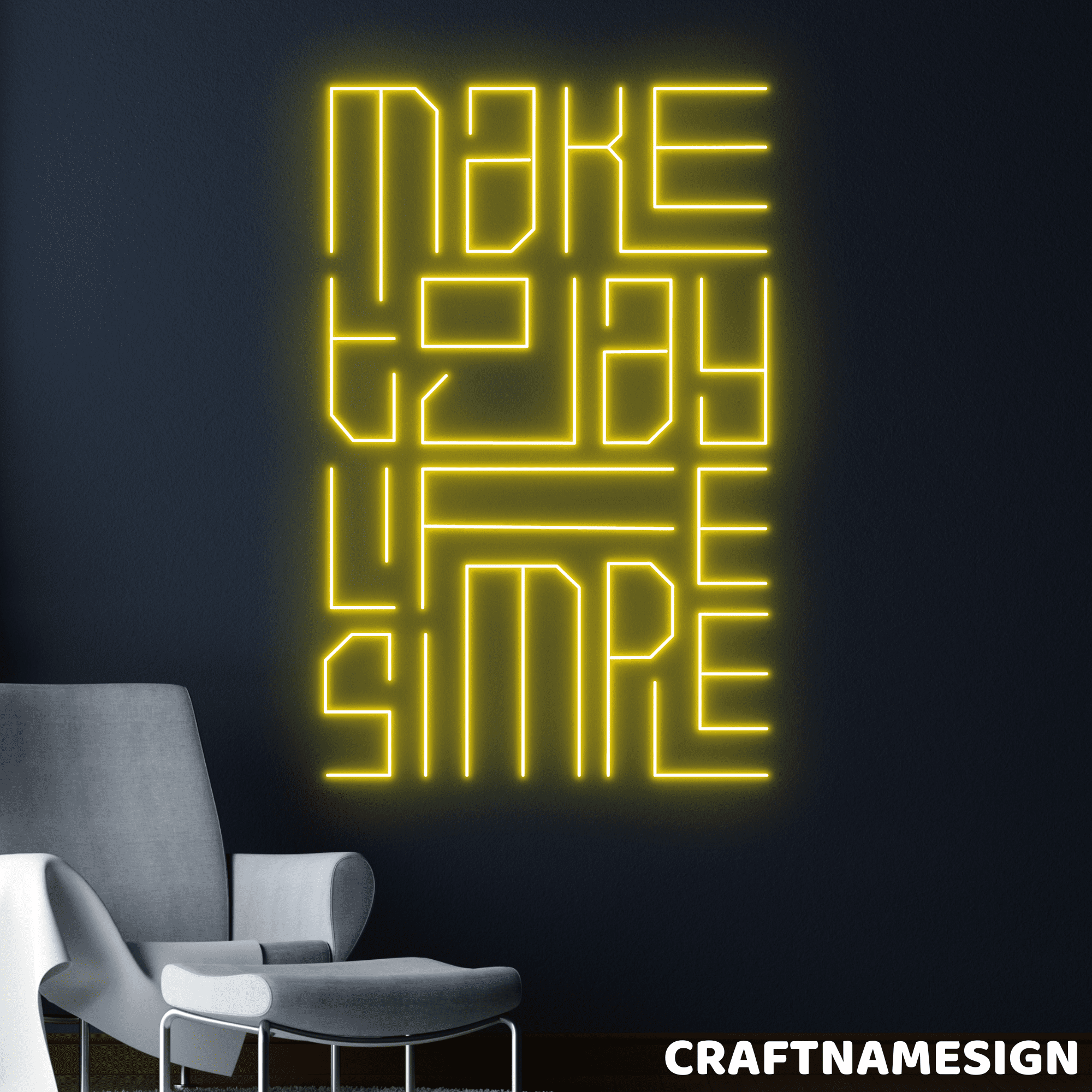 Craftnamesign Make Today Life Simple Neon Sign, Bedroom Wall Art ...
