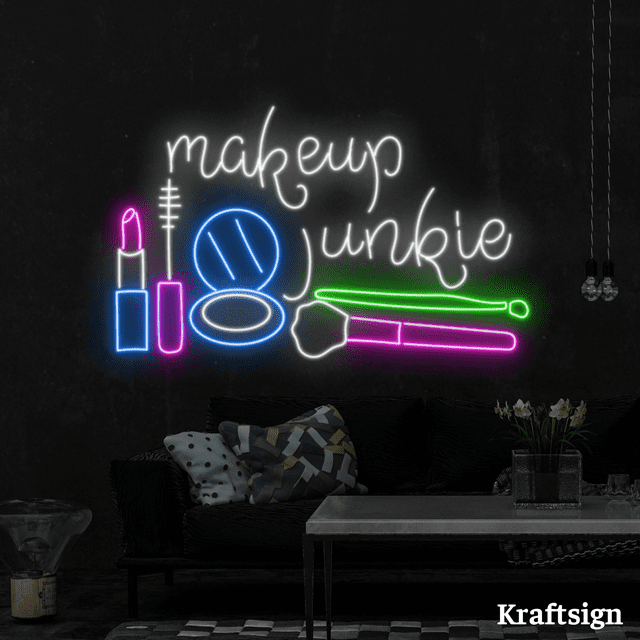 Craftnamesign Makeup Junkie Neon Sign, Makeup Studio Decor, Beauty ...