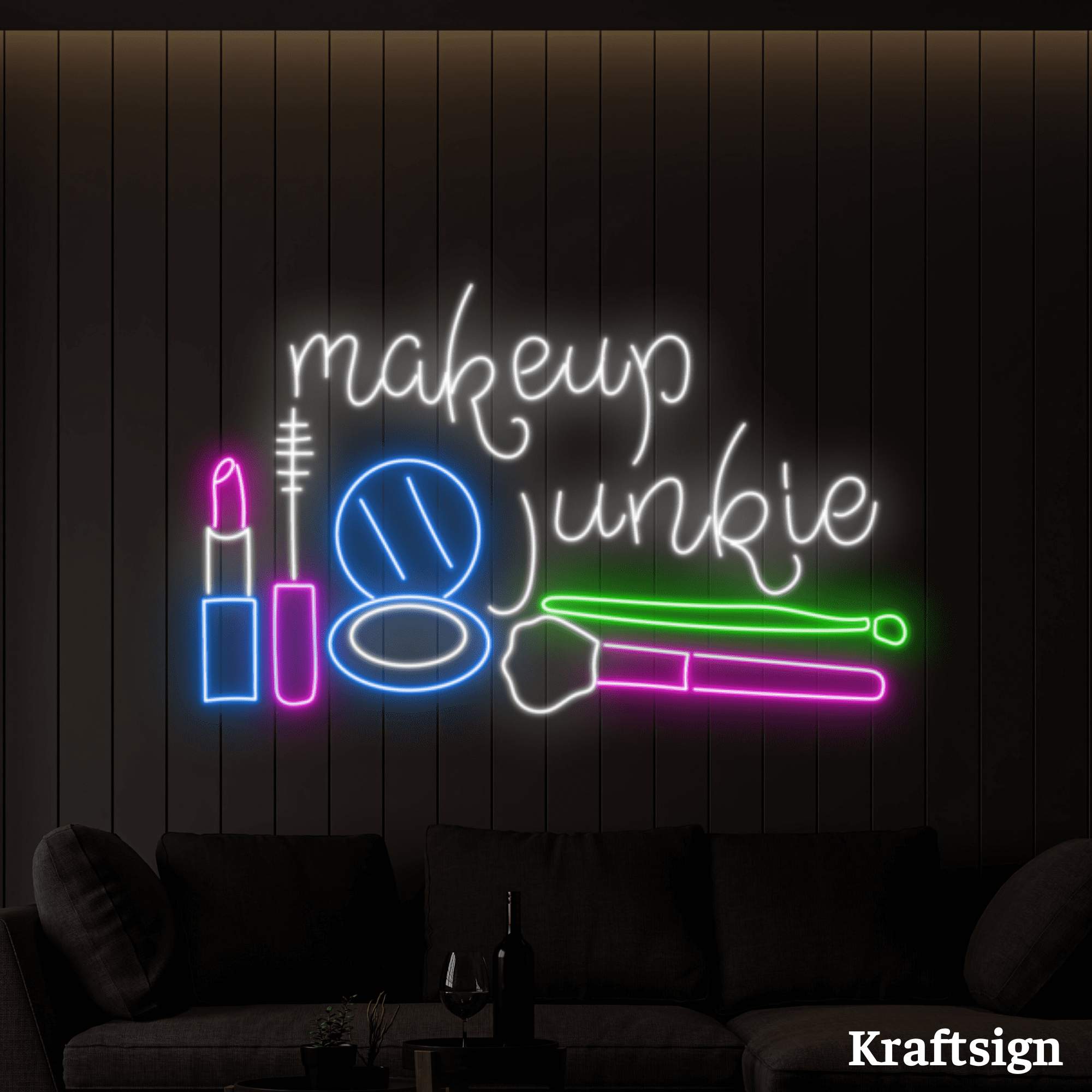 Craftnamesign Makeup Junkie Neon Sign, Makeup Studio Decor, Beauty ...