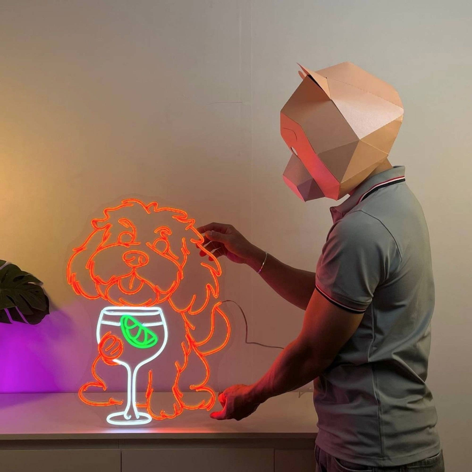 Craftnamesign Maltese Dog Cocktail Neon Light Wall Art, Cocktail Bar ...