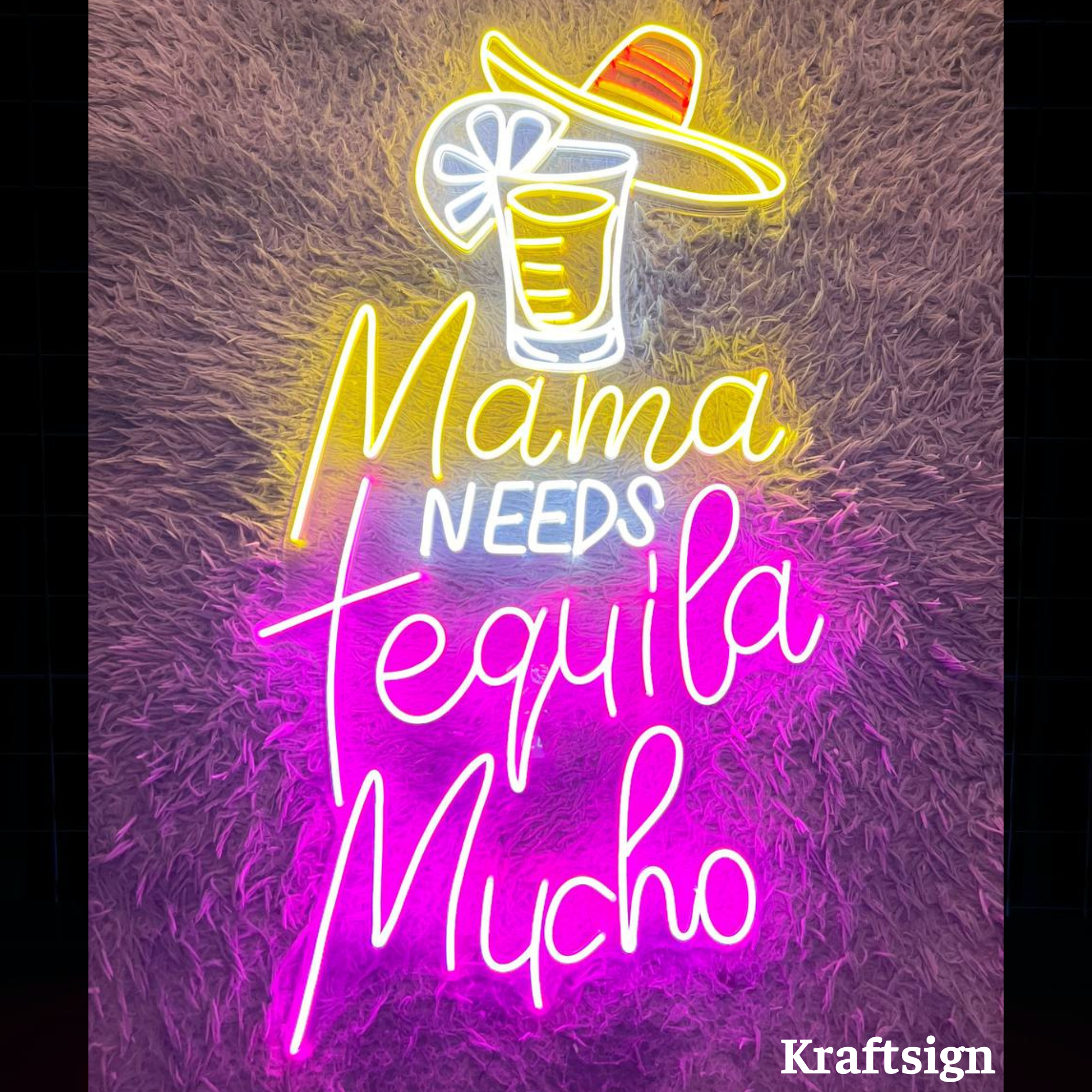 Craftnamesign Mama Need Tequila Mucho Neon Sign, Cocktail Bar LED Sign ...