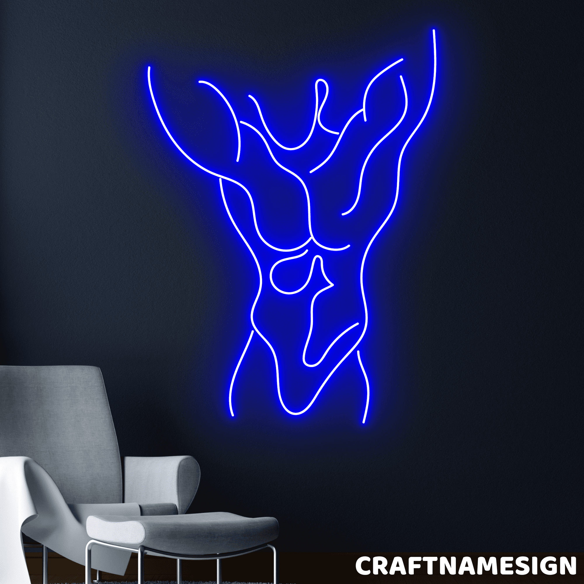Craftnamesign Man Body Line Art Neon Sign, Muscle Man Wall Decor ...