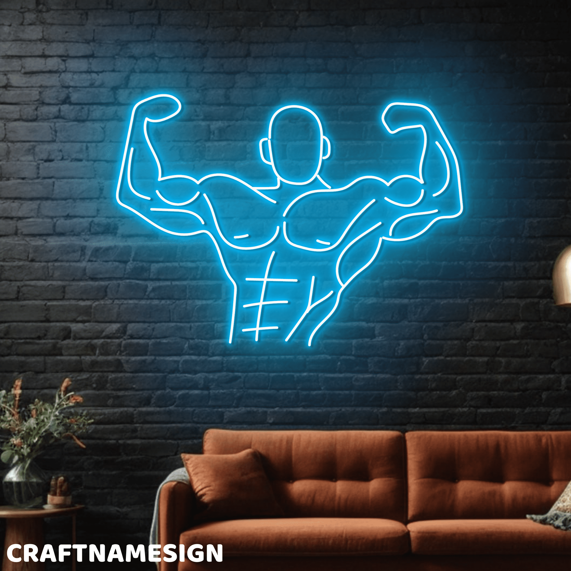 Craftnamesign Man Bodybuilding Neon Sign, Gym Room Wall Sign, Fitness ...